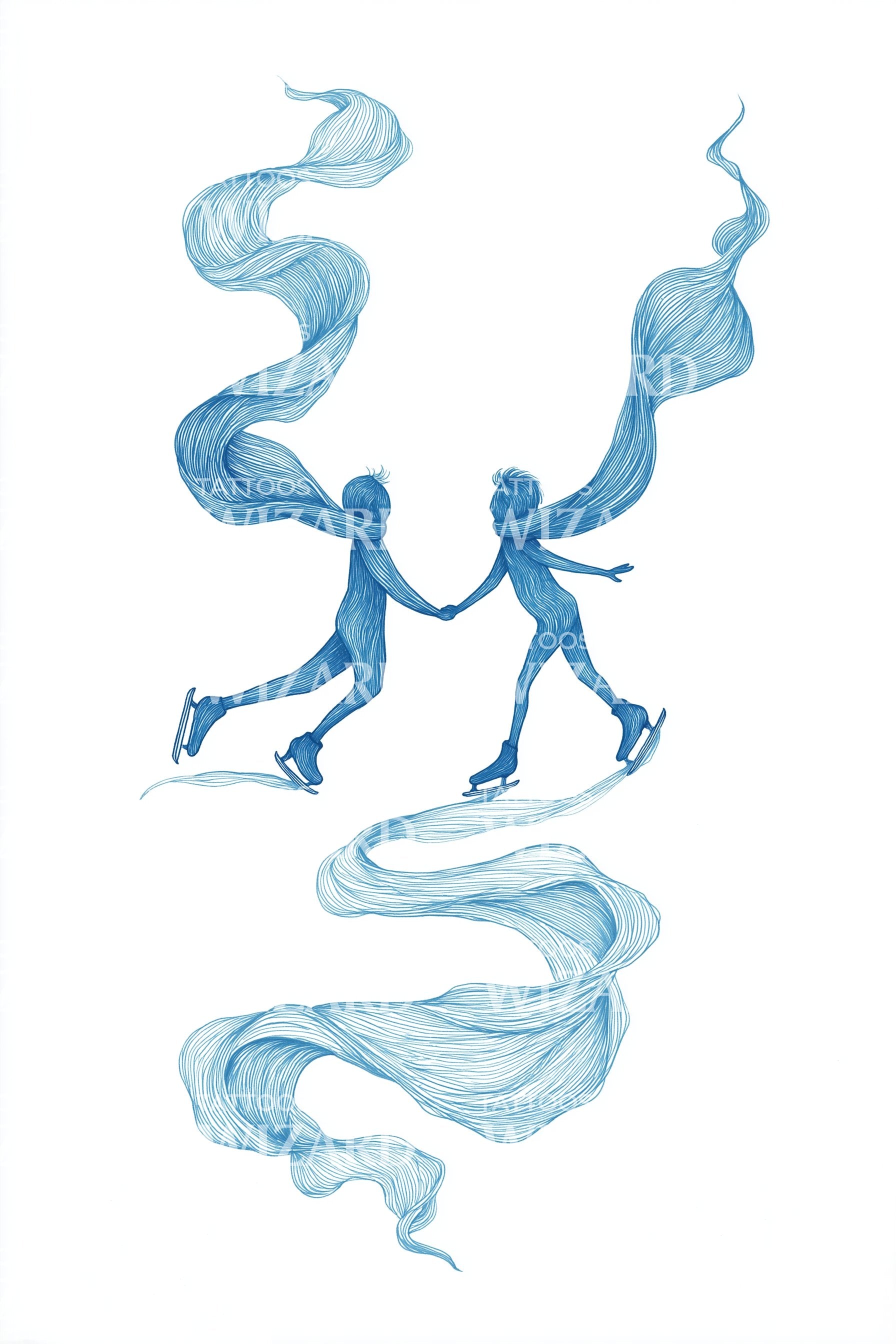 Flowing Ribbon Skaters Tattoo Design – Tattoos Wizard Designs