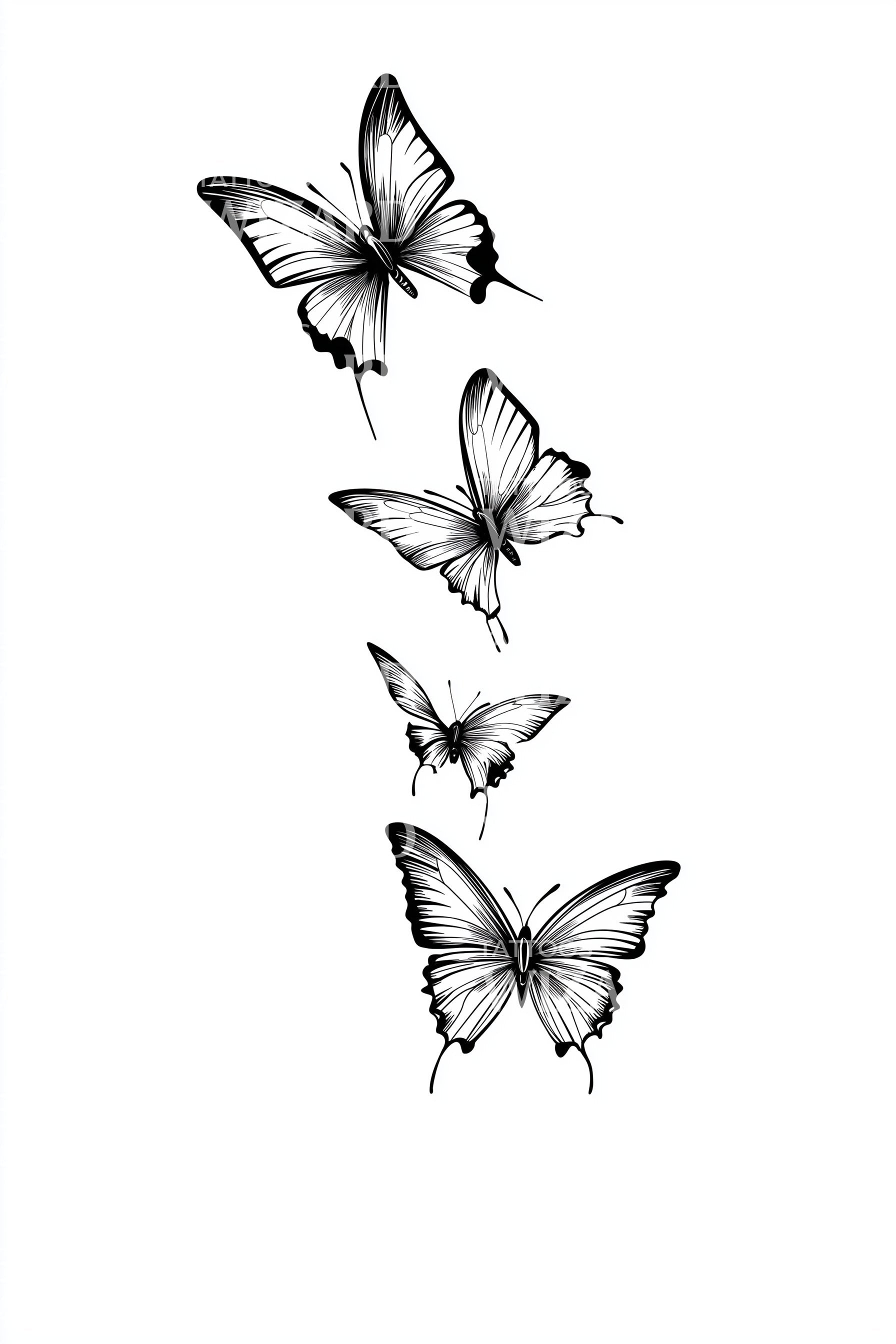 Fluttering Butterflies Cluster Tattoo Design – Tattoos Wizard Designs