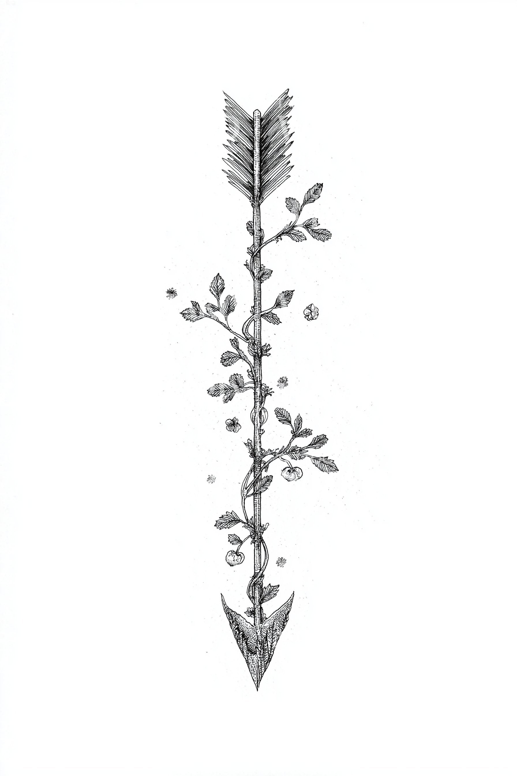 Forest Sprig Arrow Tattoo Design – Tattoos Wizard Designs
