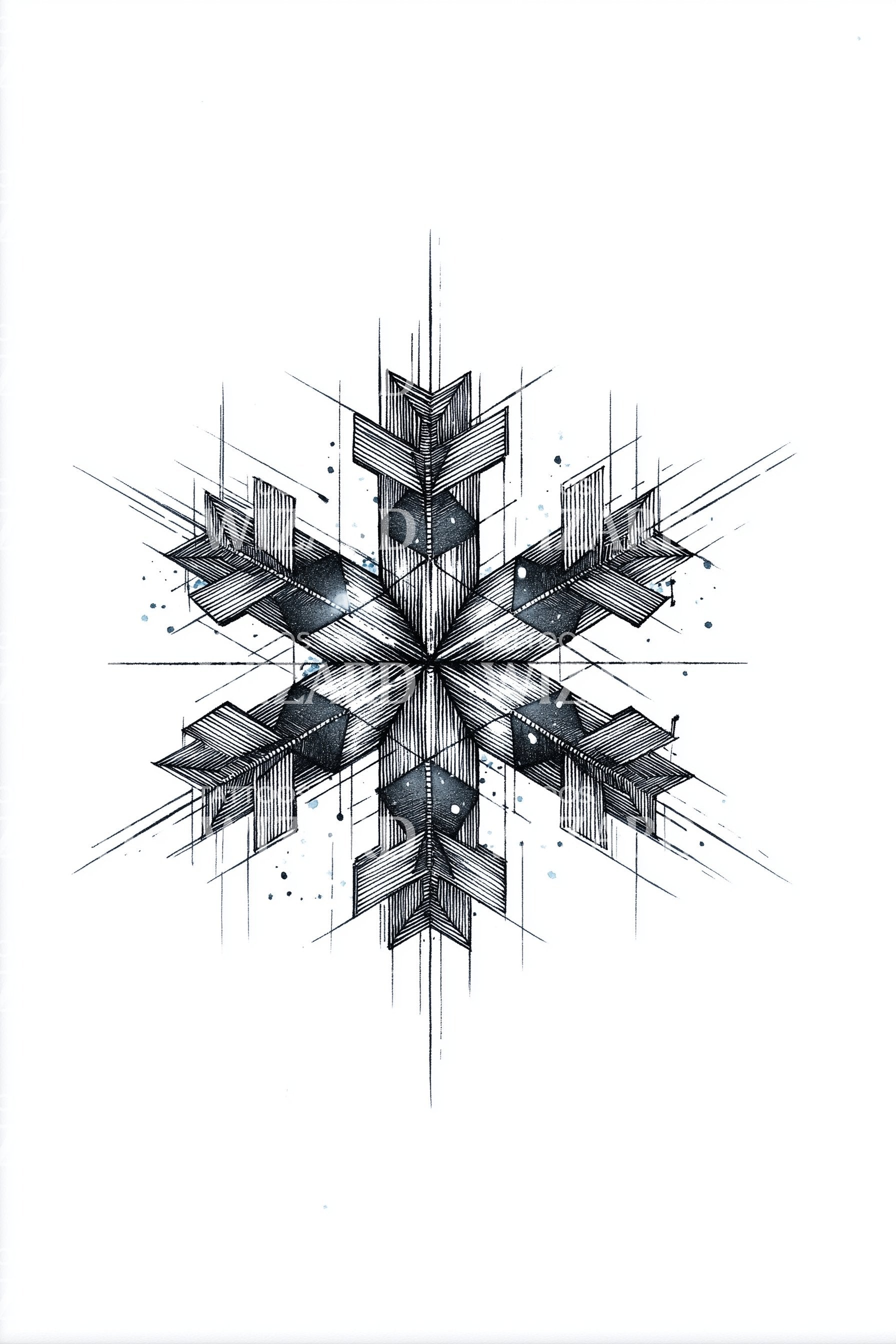 Futuristic Shard Snowflake Tattoo Design – Tattoos Wizard Designs