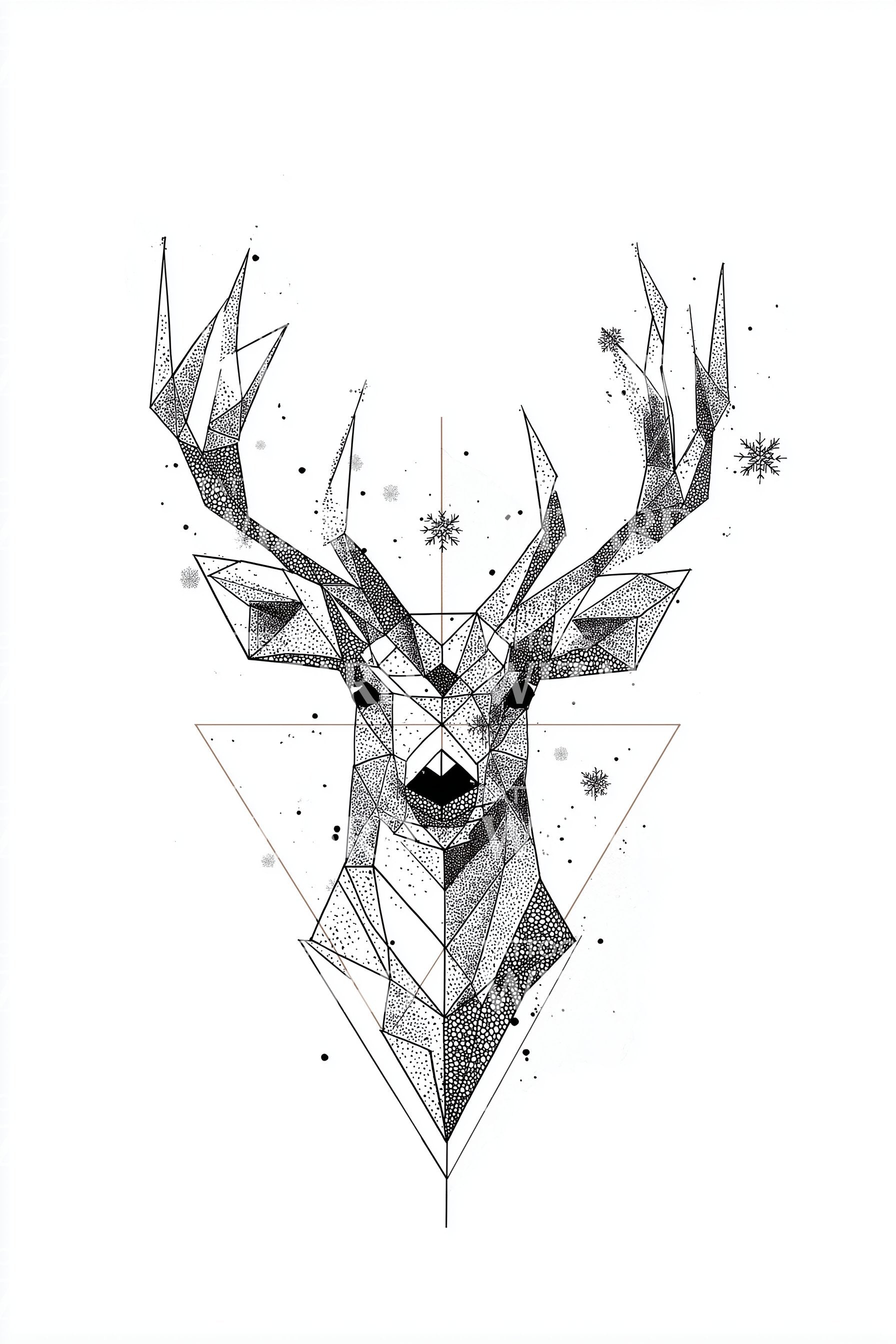 Geometric Deer Portrait Tattoo Illustration – Tattoos Wizard Designs