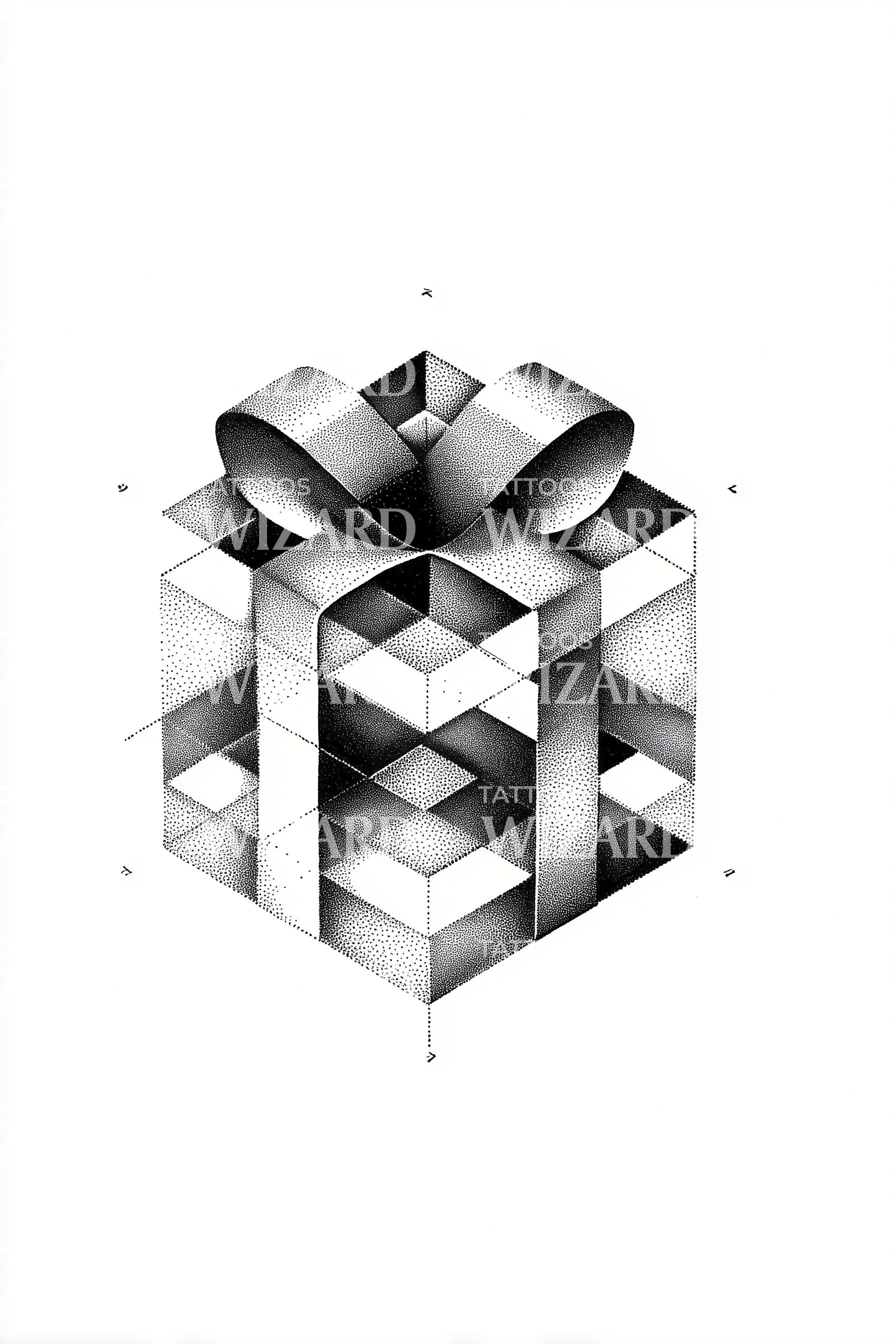 Geometric Gift Cube Tattoo Design – Tattoos Wizard Designs