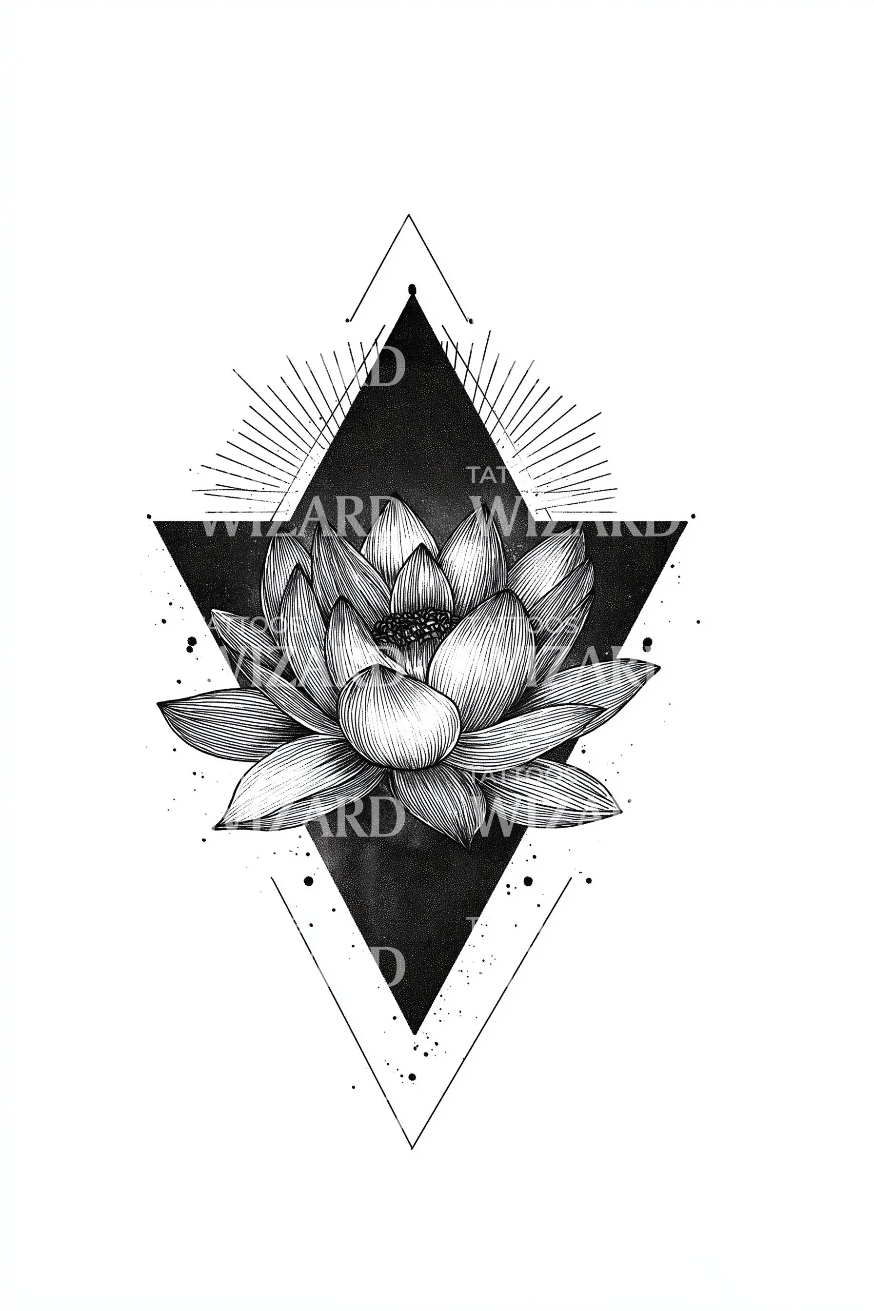 Geometric Lotus Emblem Tattoo Design – Tattoos Wizard Designs