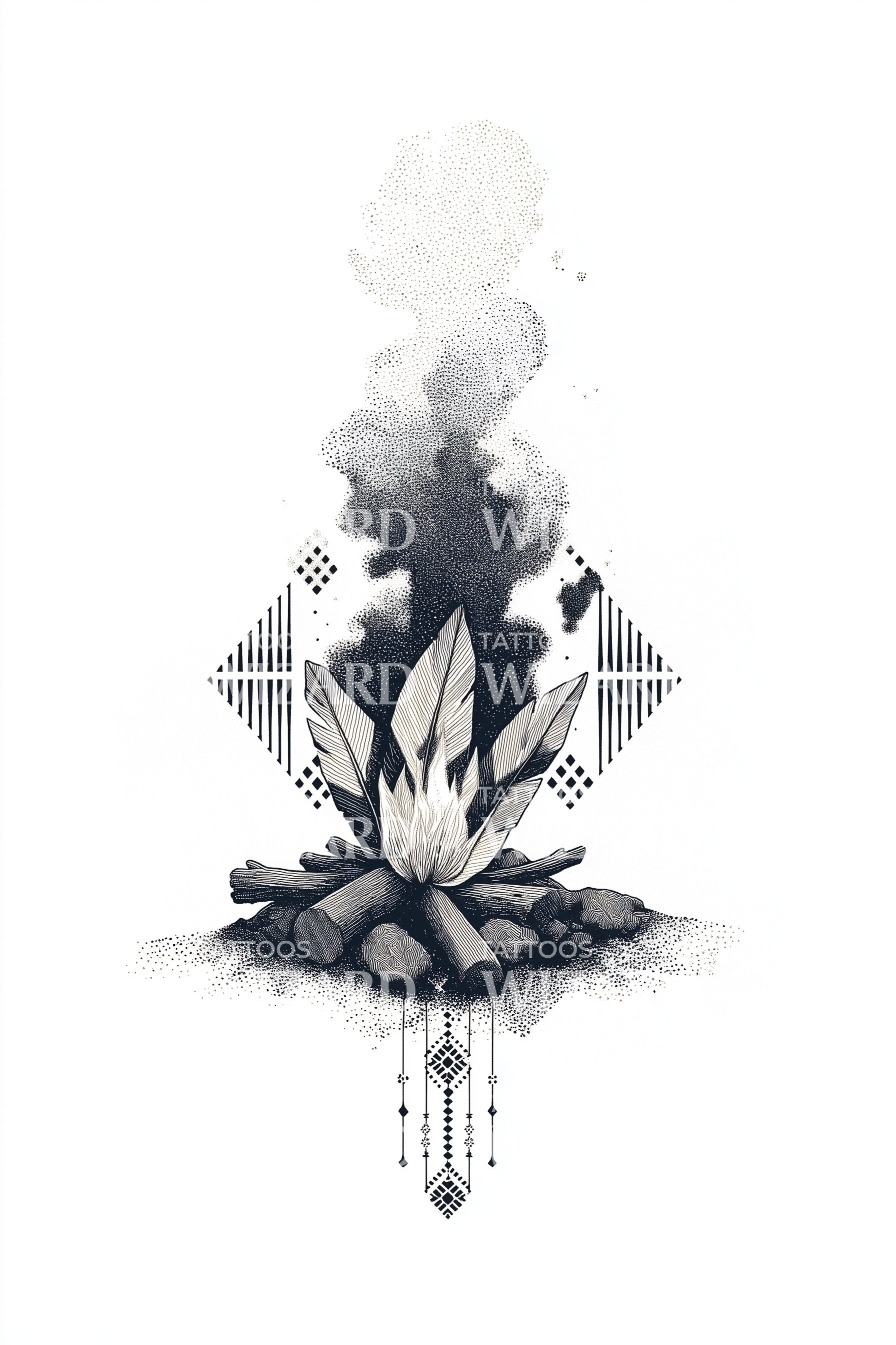 Geometric Lotus Smoke Plume Tattoo Illustration – Tattoos Wizard Designs