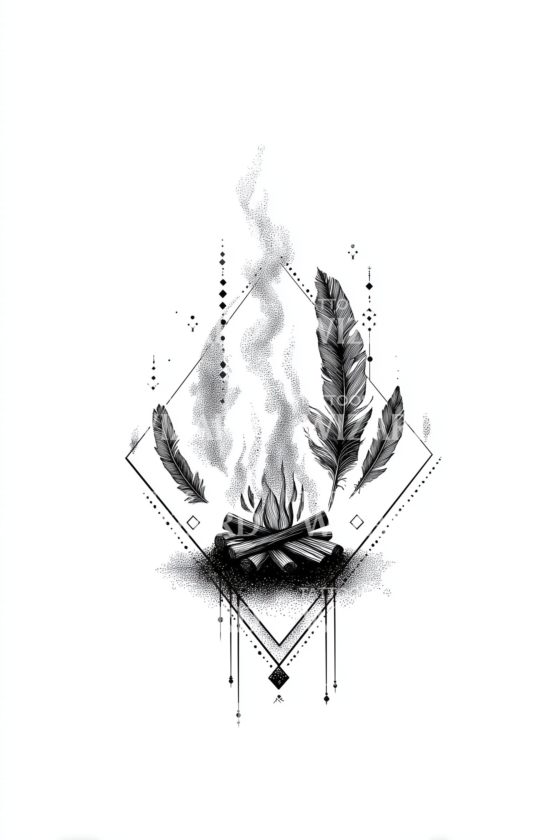 Geometric Sacred Flame Tattoo Design – Tattoos Wizard Designs