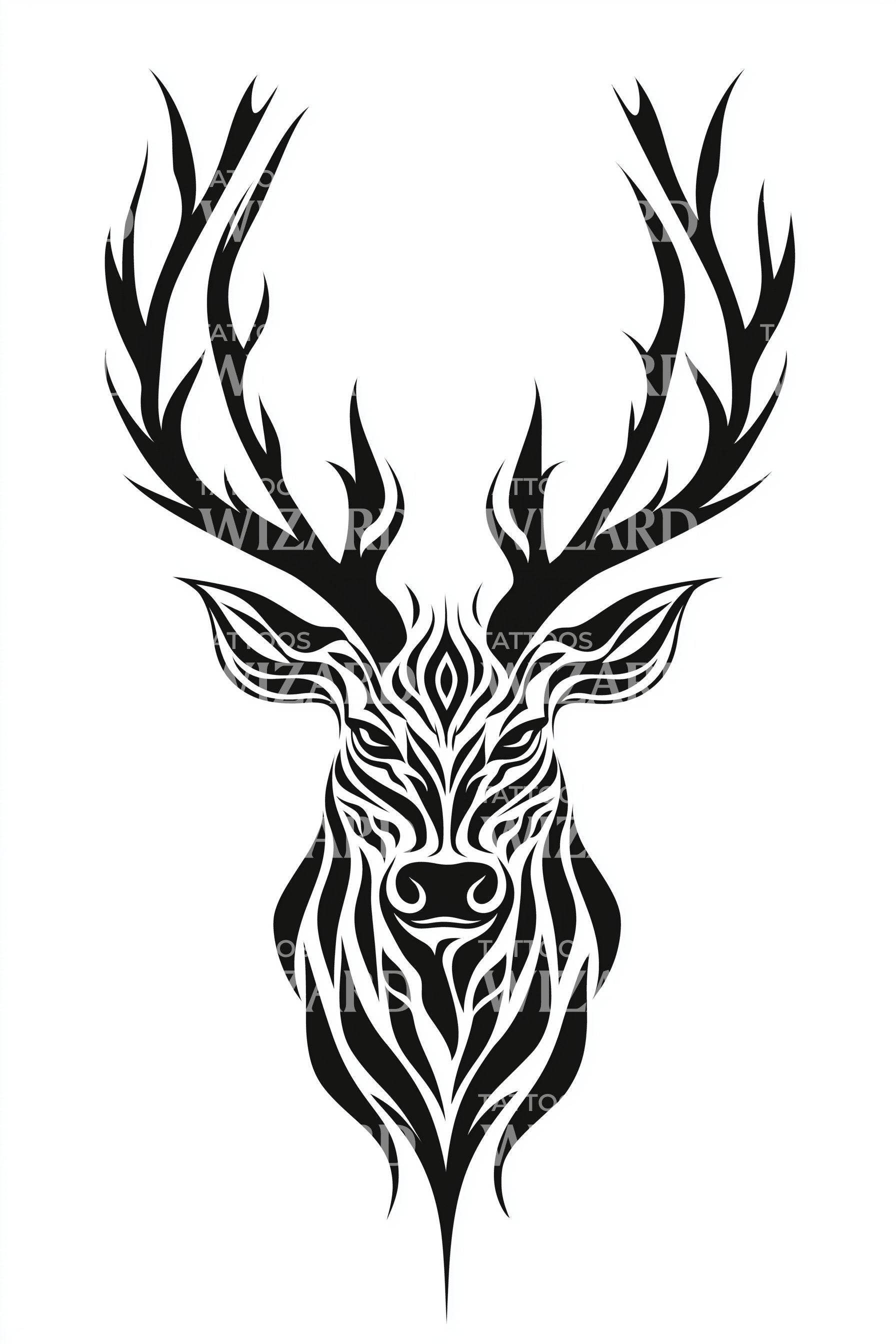 Geometric Stag Head Tattoo Design – Tattoos Wizard Designs