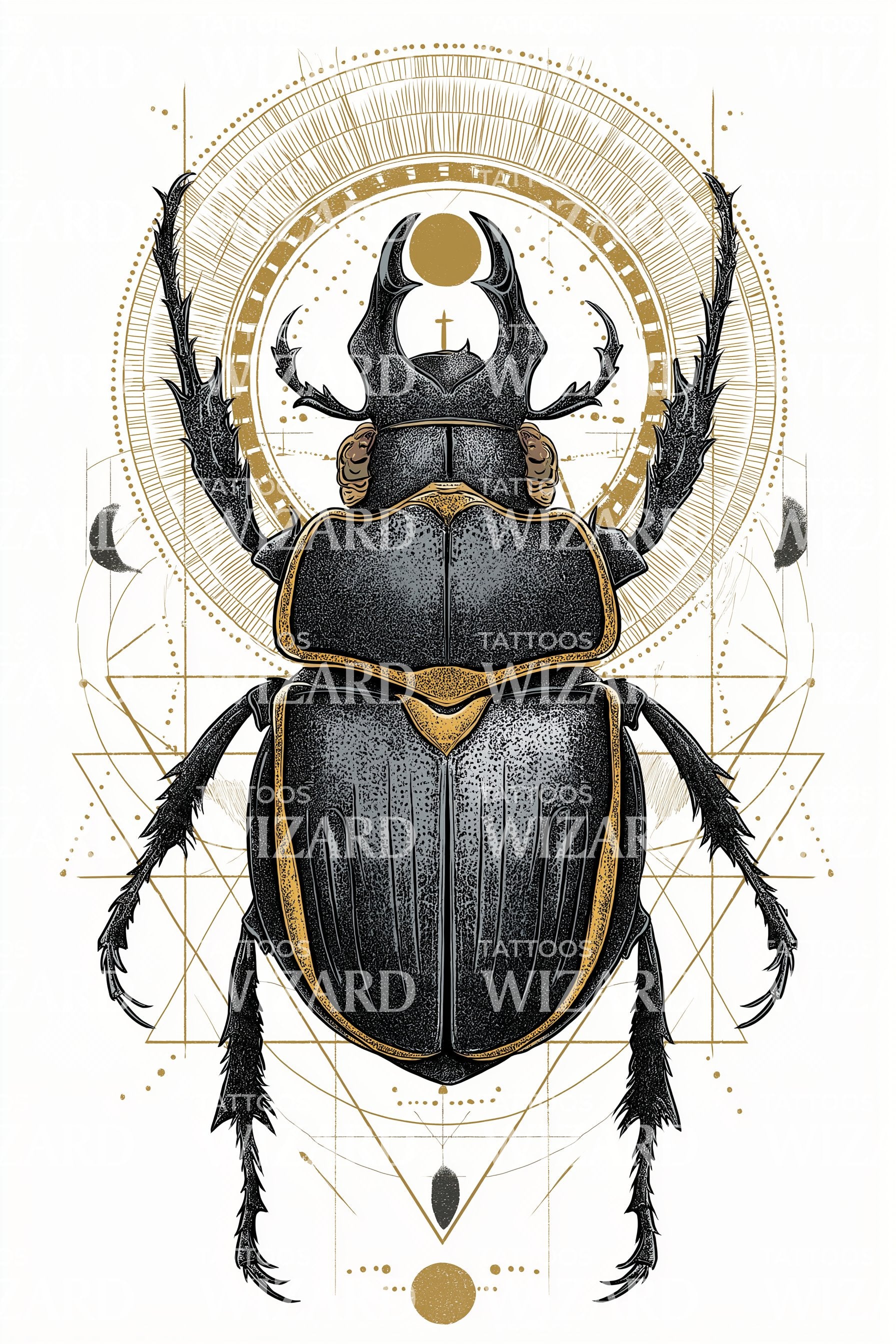 Golden Scarab Emblem Tattoo Design – Tattoos Wizard Designs