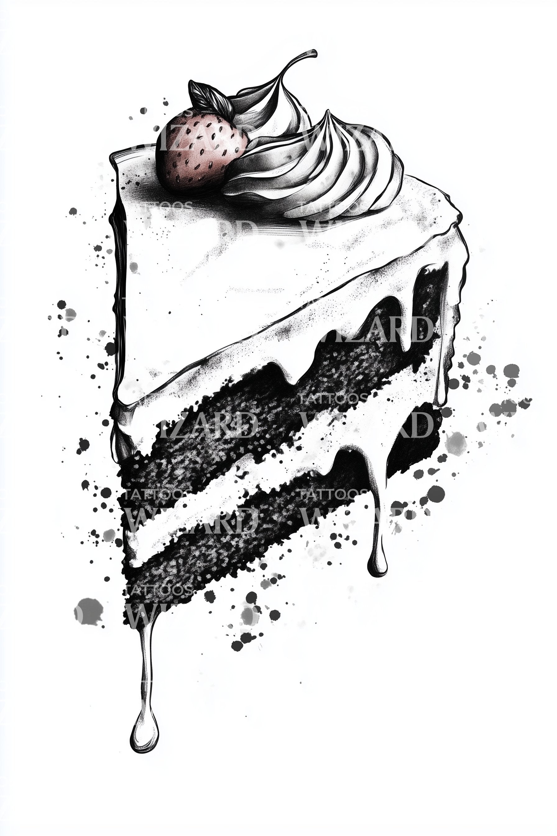 Gothic Drip Cake Tattoo Illustration – Tattoos Wizard Designs