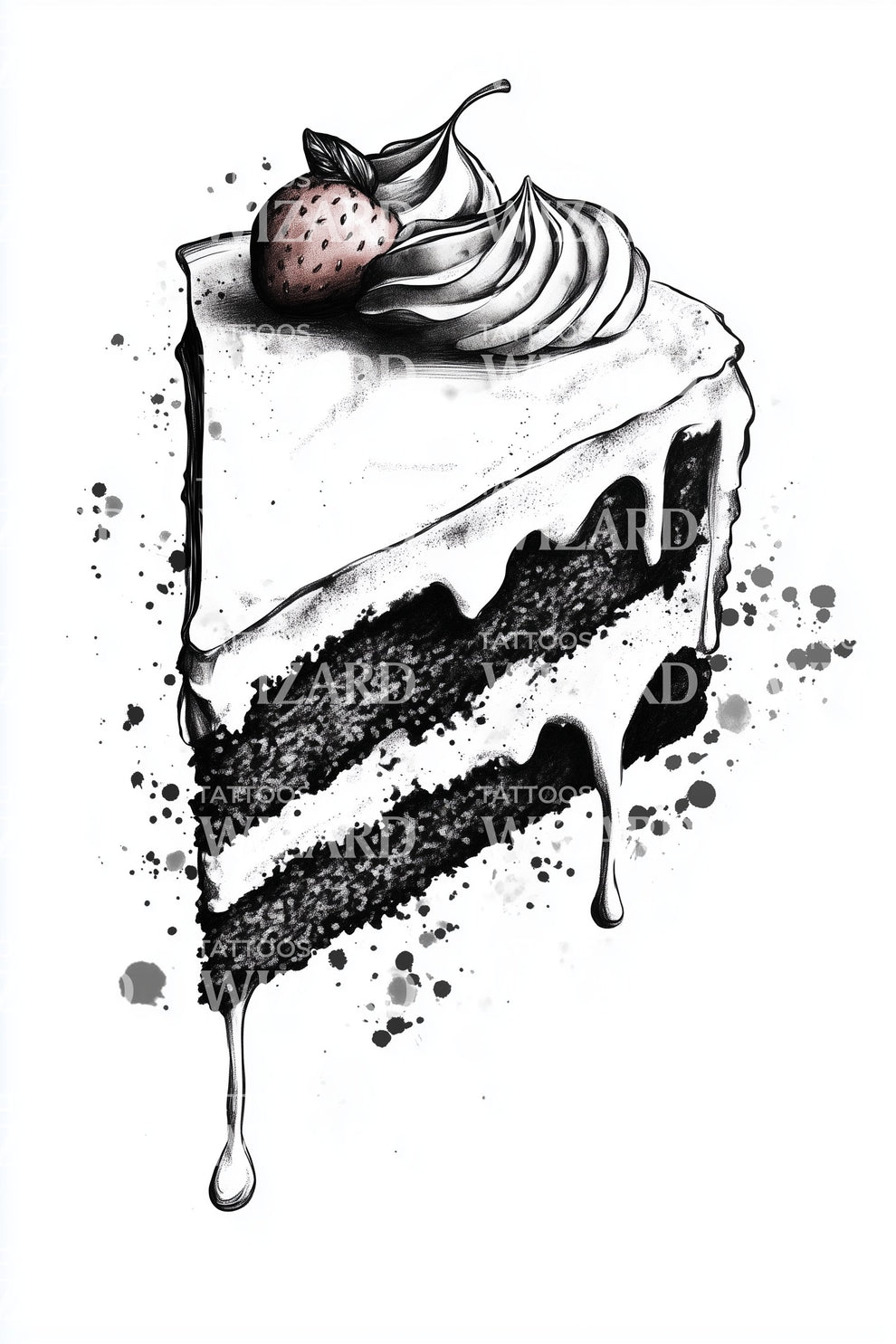 Gothic Drip Cake Tattoo Illustration – Tattoos Wizard Designs