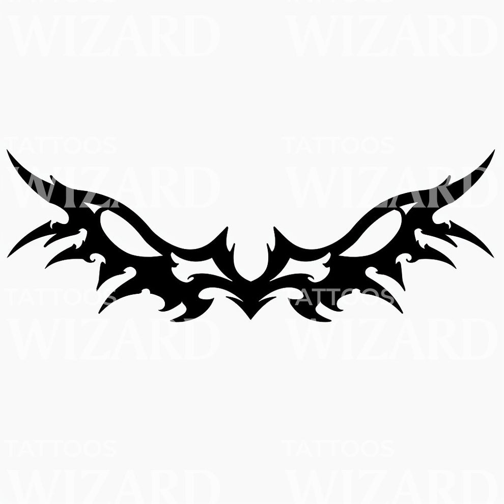 Gothic-Inspired Tribal Wing Tattoo Design – Tattoos Wizard Designs