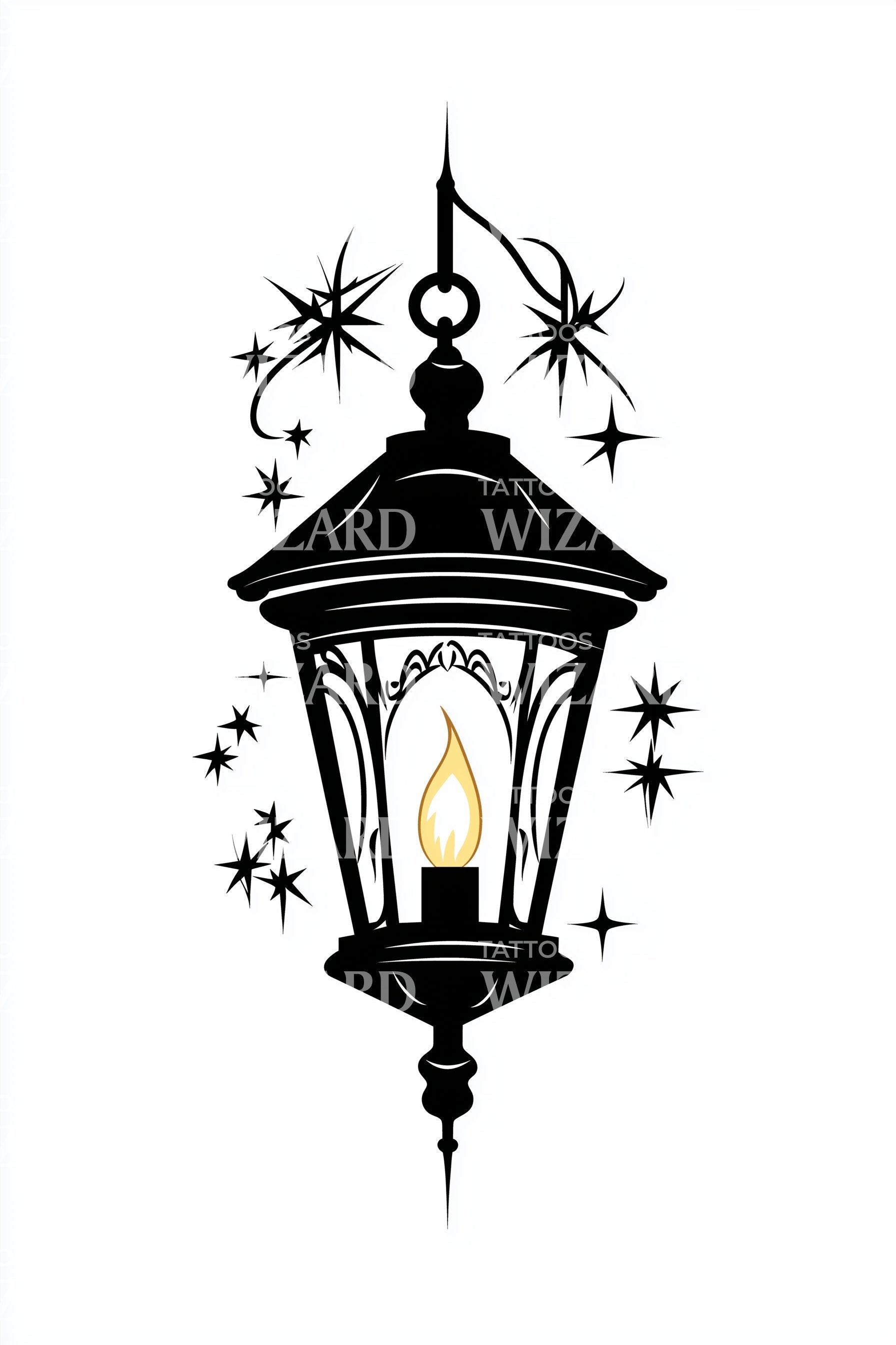 Gothic Street Lamp Tattoo Illustration – Tattoos Wizard Designs