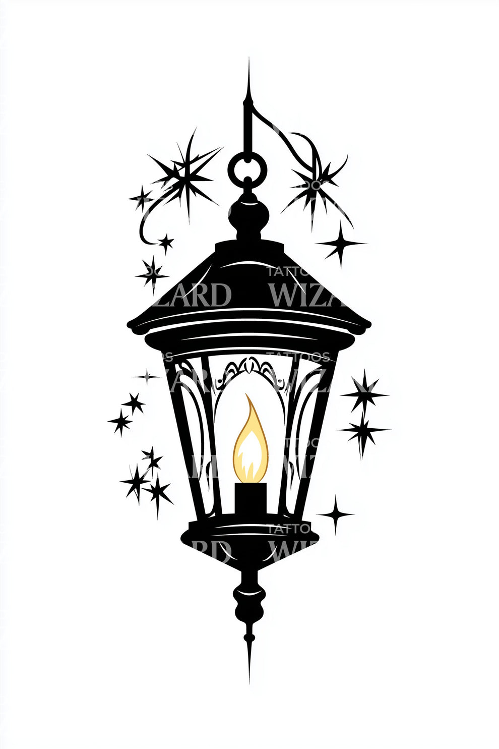 Gothic Street Lamp Tattoo Illustration – Tattoos Wizard Designs
