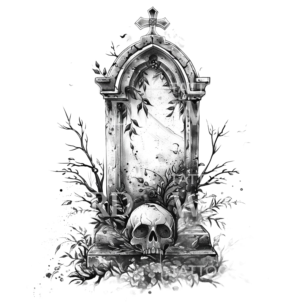 Gothic Tombstone Tattoo Design – Tattoos Wizard Designs