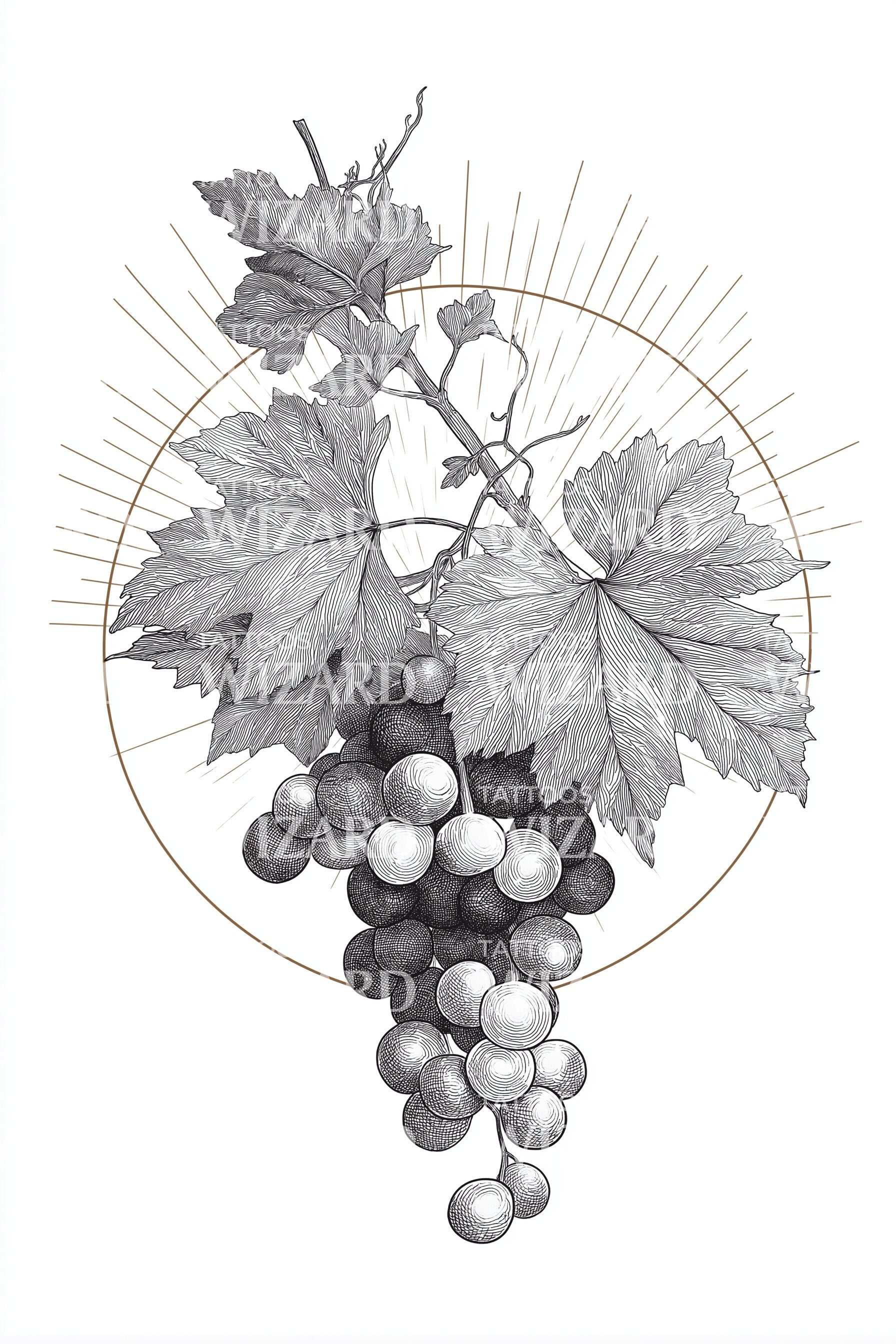 Grape Cluster Moon Tattoo Idea – Tattoos Wizard Designs