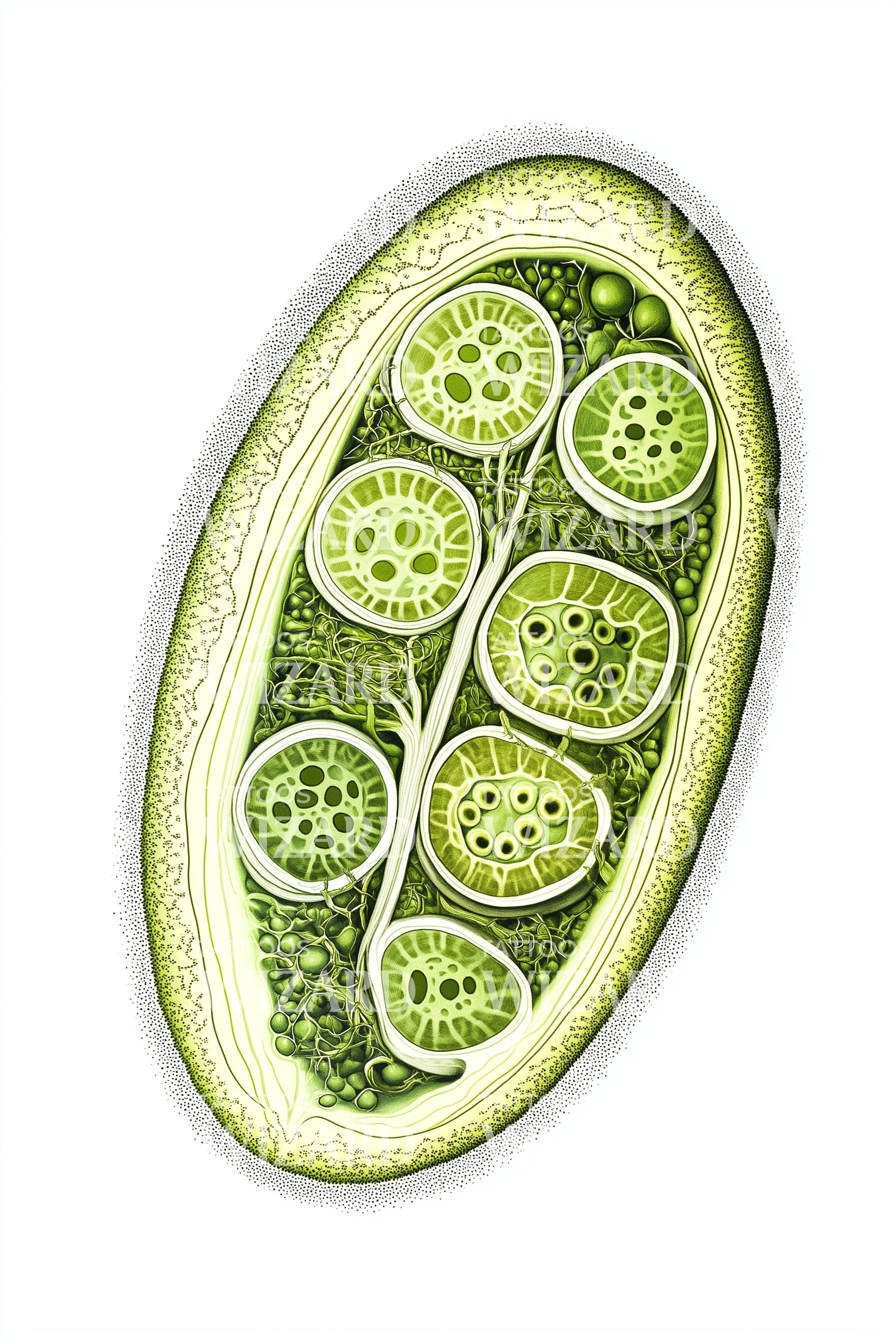 Green Cell Cross Section Tattoo Design – Tattoos Wizard Designs