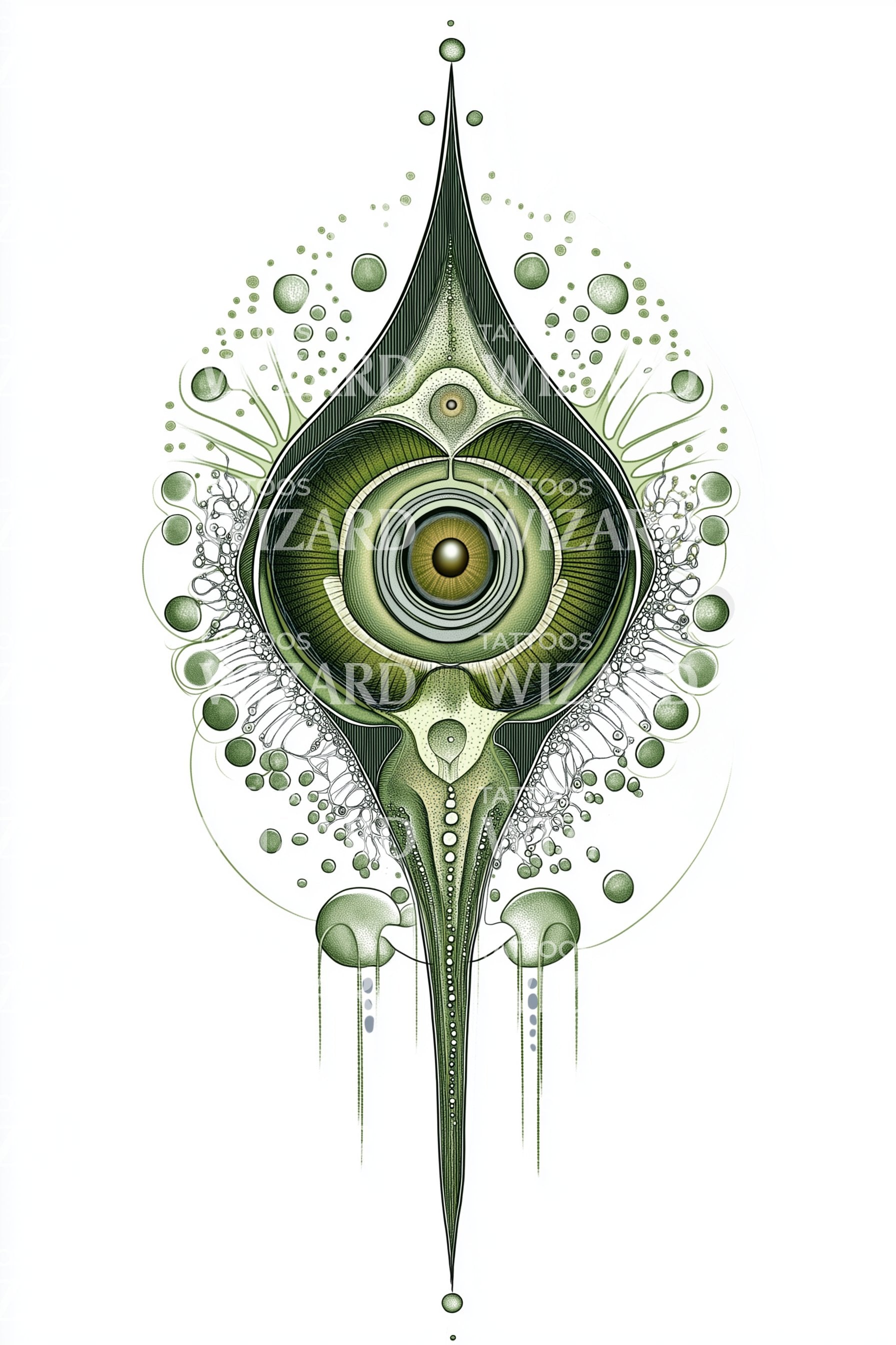 Green Droplet Talisman Tattoo Illustration – Tattoos Wizard Designs