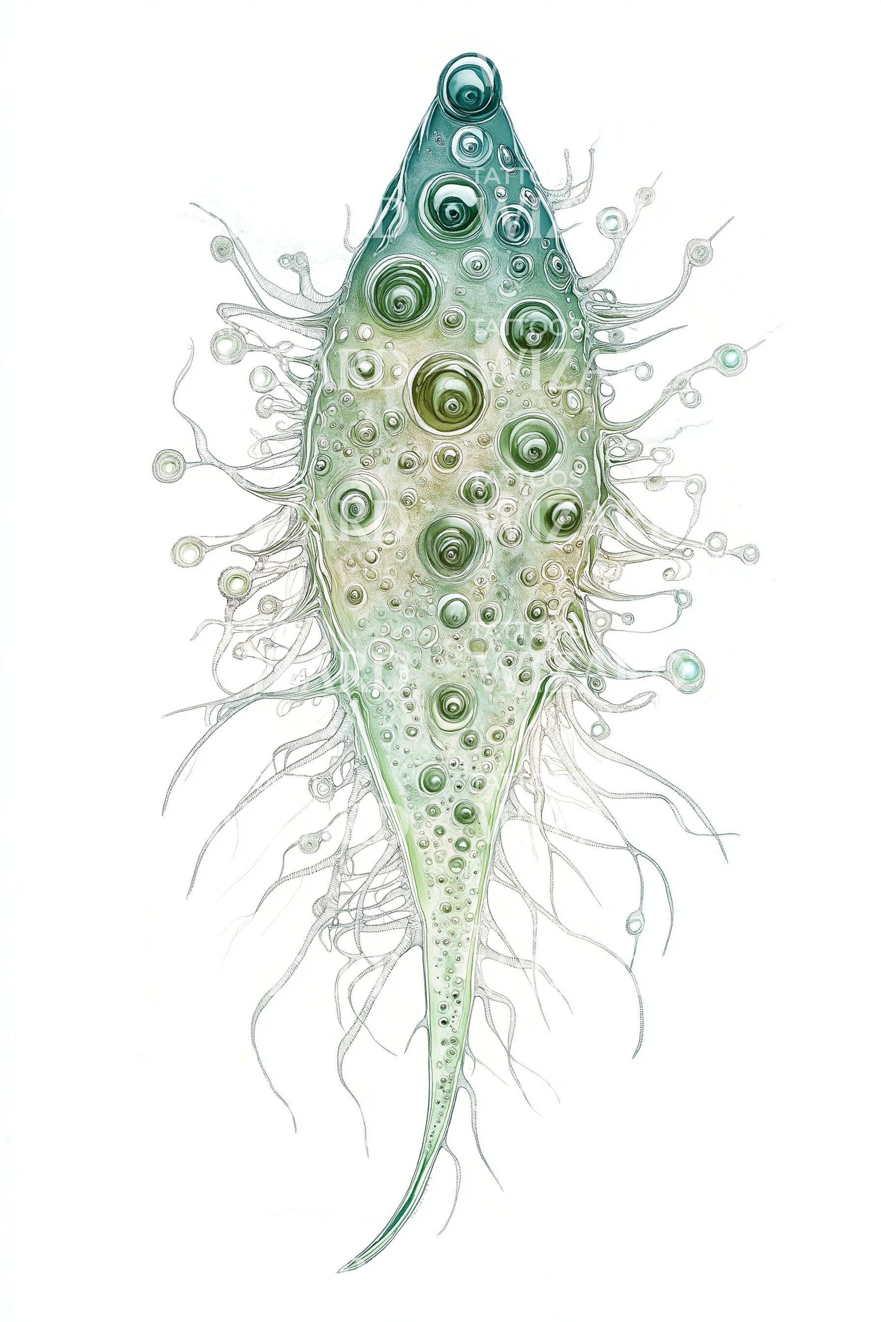 Green Protozoa Eyes Tattoo Design – Tattoos Wizard Designs
