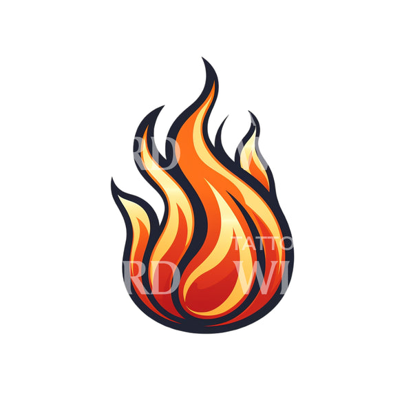 Old School Flames Tattoo Design – Tattoos Wizard Designs