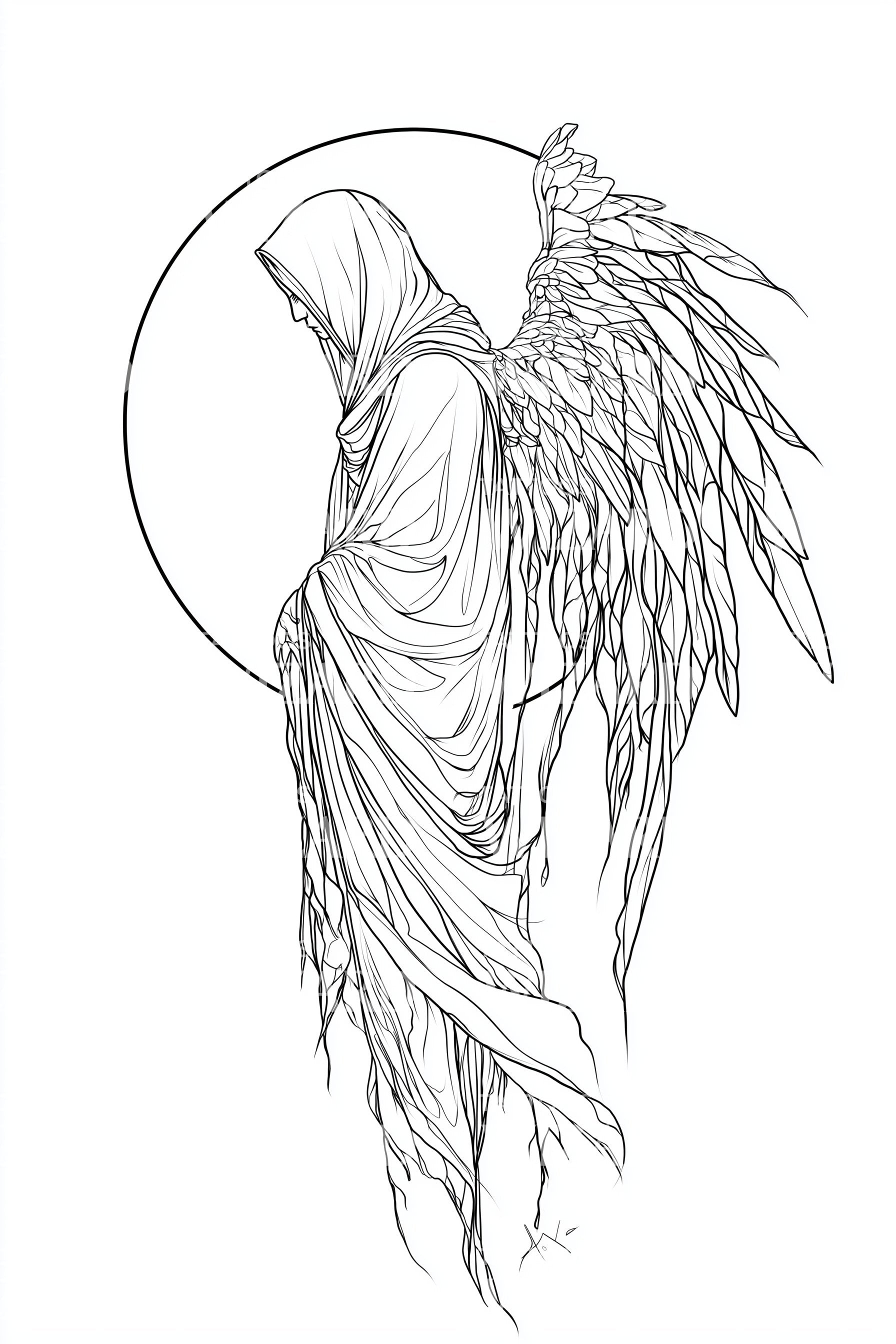 Hooded Halo Angel Tattoo Design – Tattoos Wizard Designs