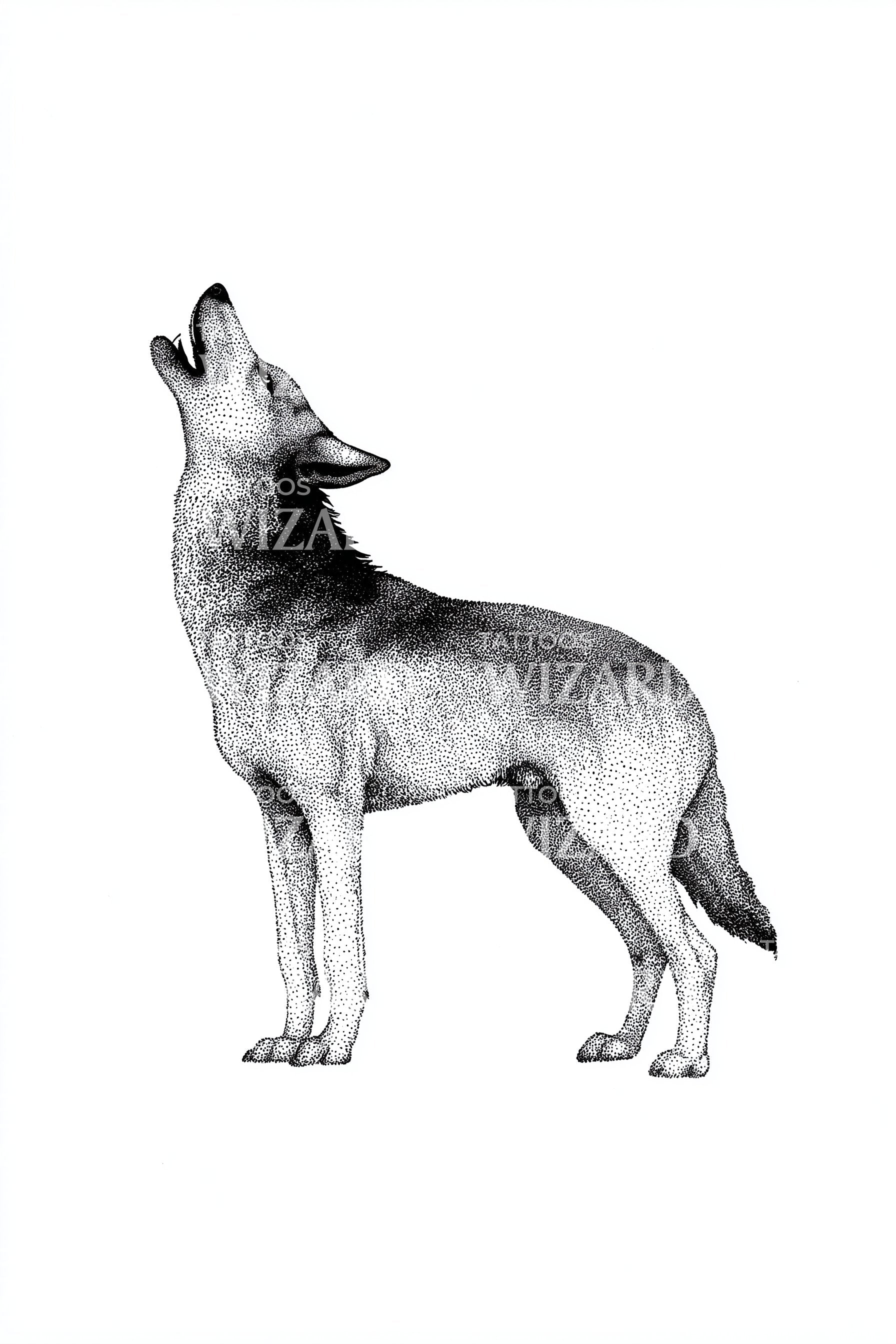Howling Wolf Profile Tattoo Design – Tattoos Wizard Designs