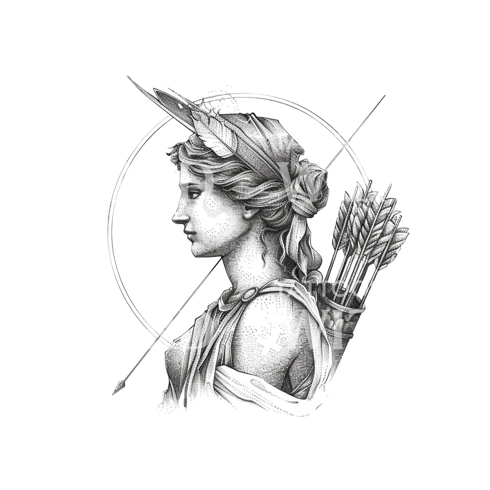 Huntress Goddess Artemis Tattoo Design – Tattoos Wizard Designs