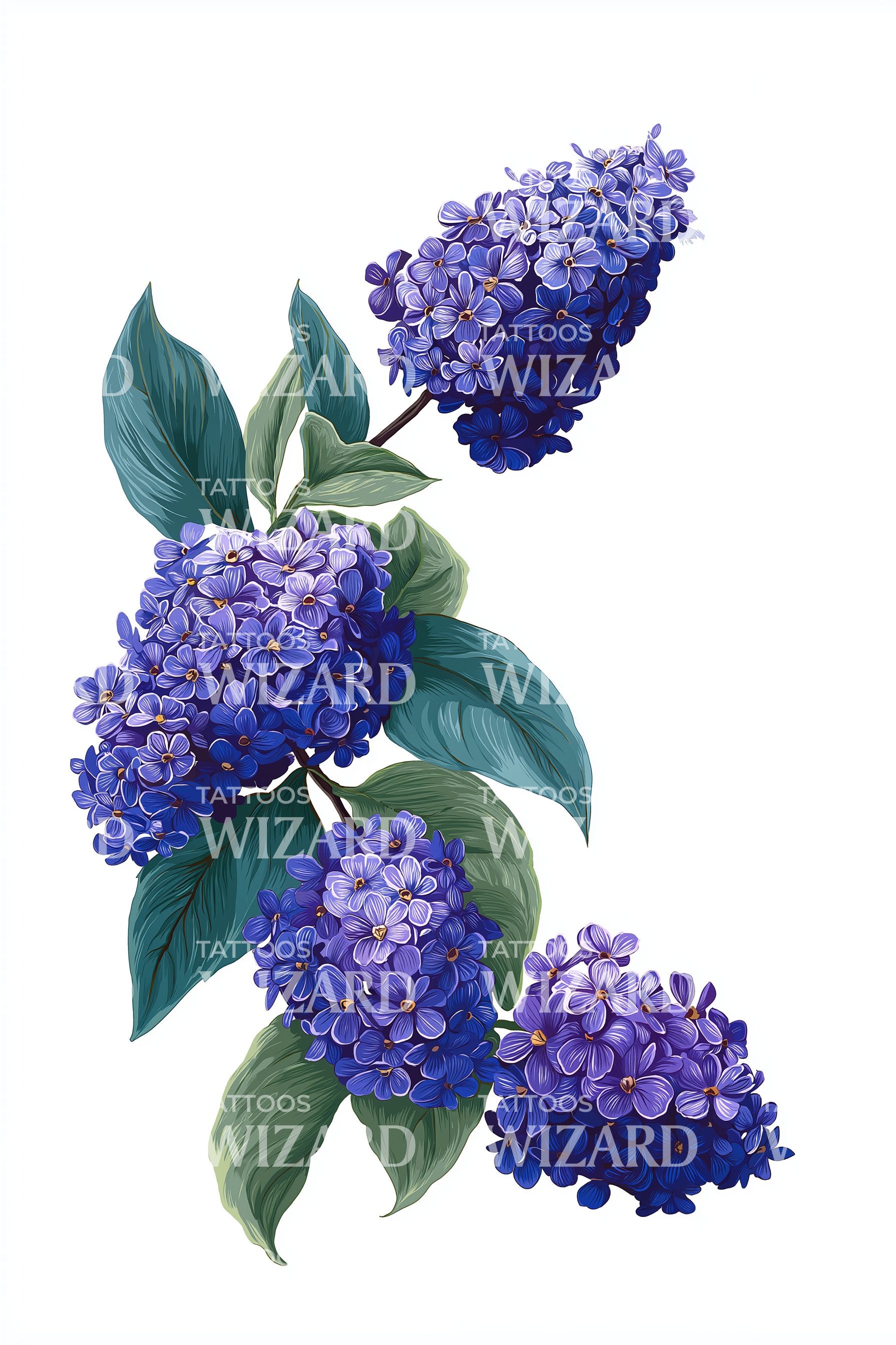 Hydrangea Duo Branch Tattoo Design – Tattoos Wizard Designs
