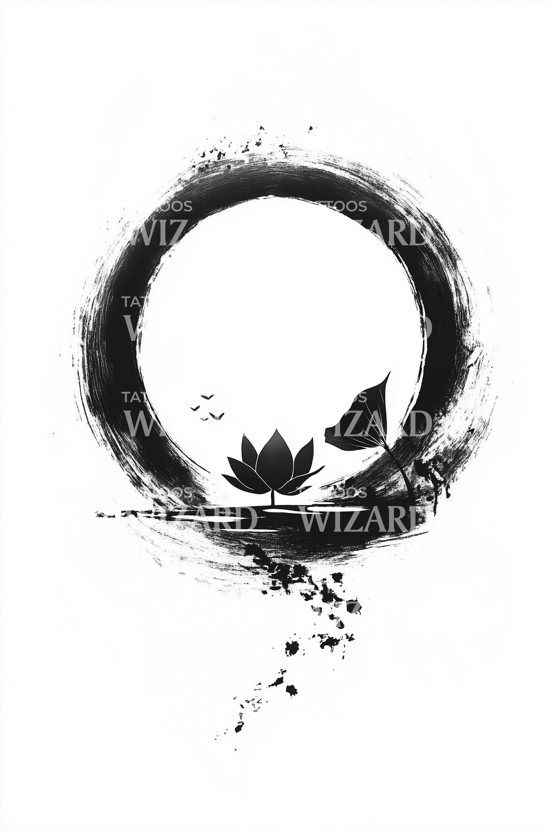 Ink Splash Enso Lotus Tattoo Design – Tattoos Wizard Designs