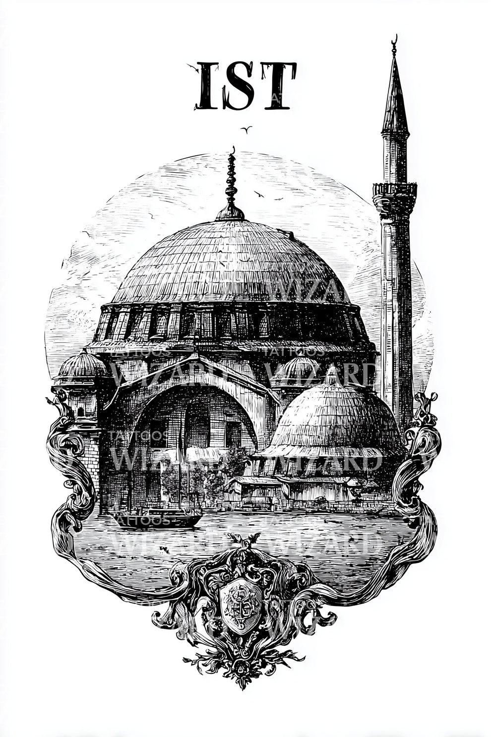 Istanbul Dome Silhouette Tattoo Design – Tattoos Wizard Designs