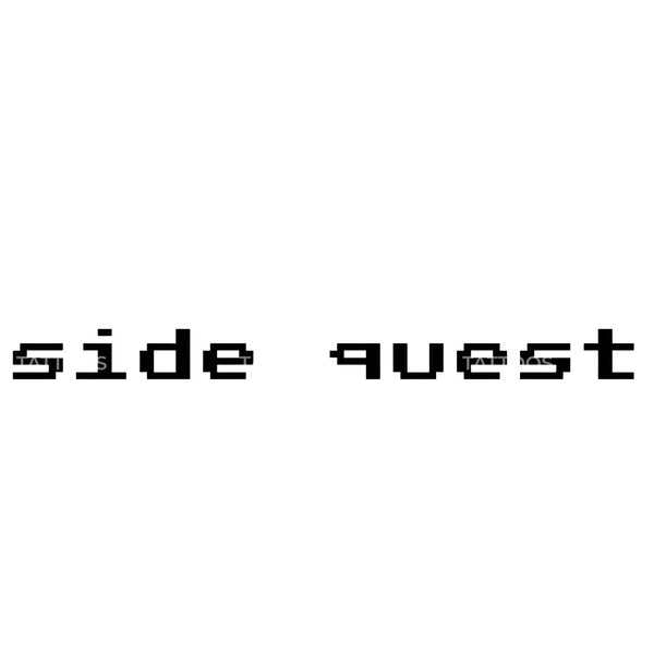 Side Quest Fun Code Lettering Tattoo Design – Tattoos Wizard Designs