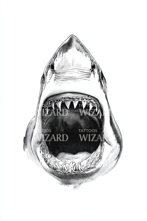 Jaws Open Bite Tattoo Design – Tattoos Wizard Designs
