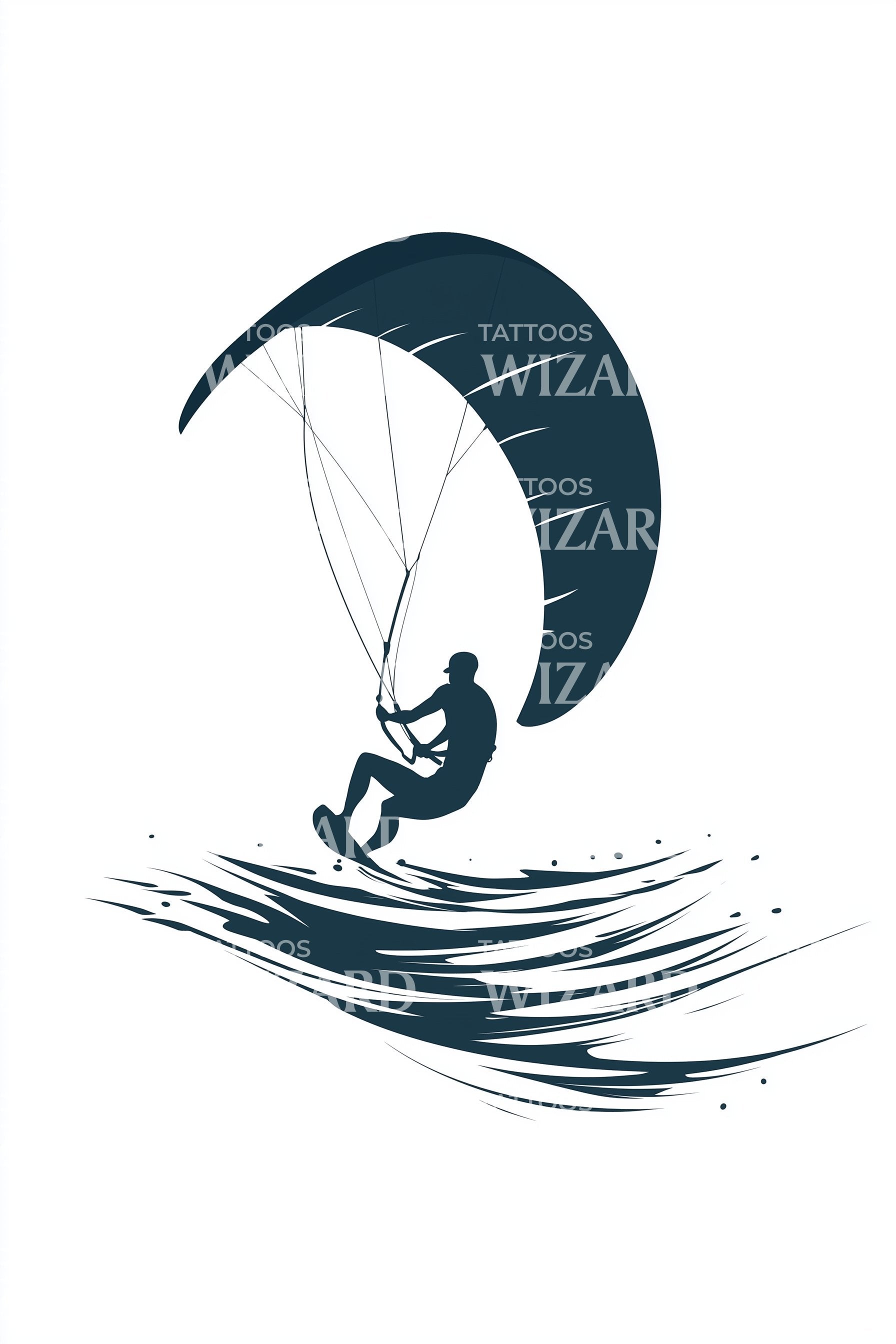 Kitesurfing Curve Motion Tattoo Illustration – Tattoos Wizard Designs