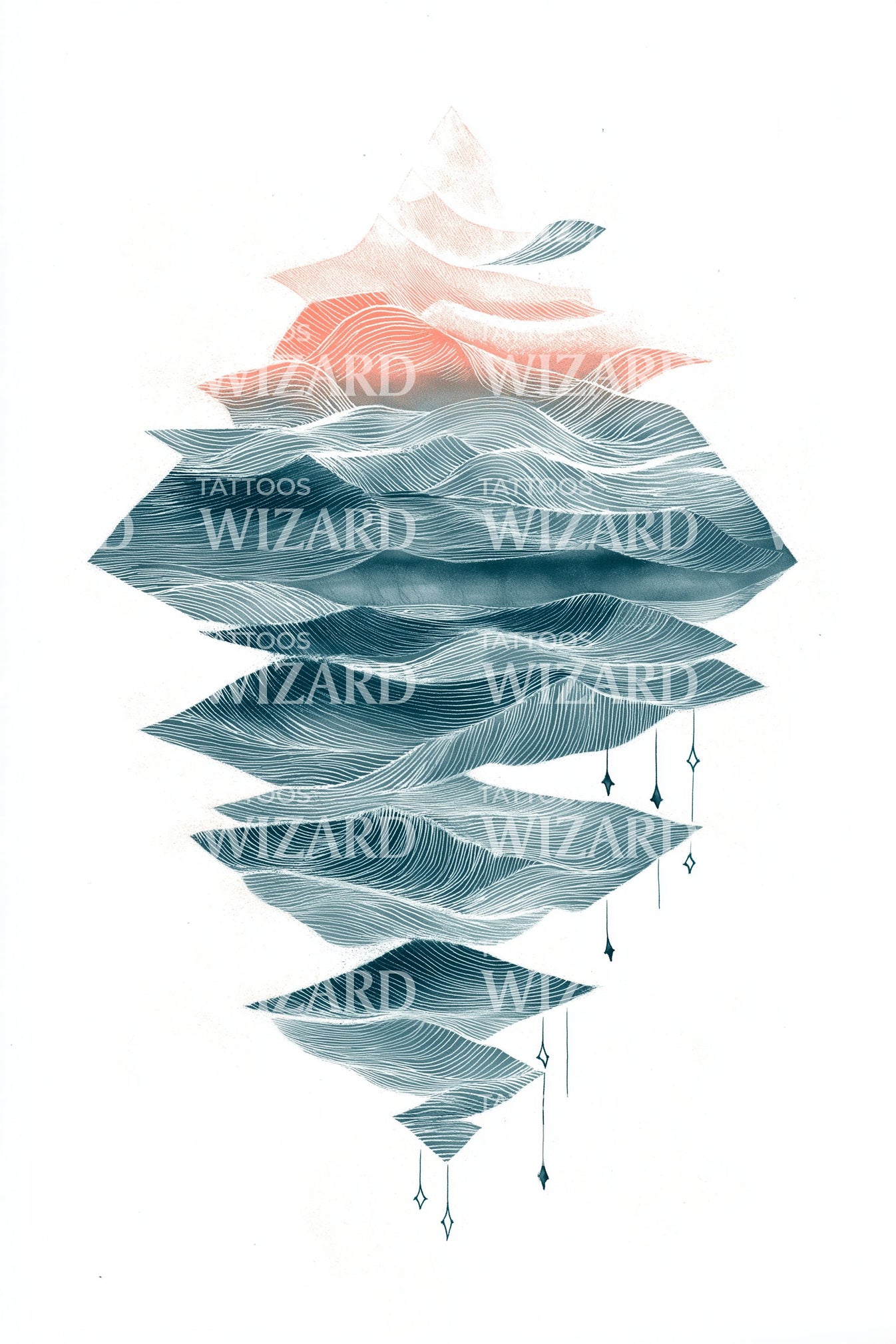Layered Ocean Stacks Tattoo Design – Tattoos Wizard Designs