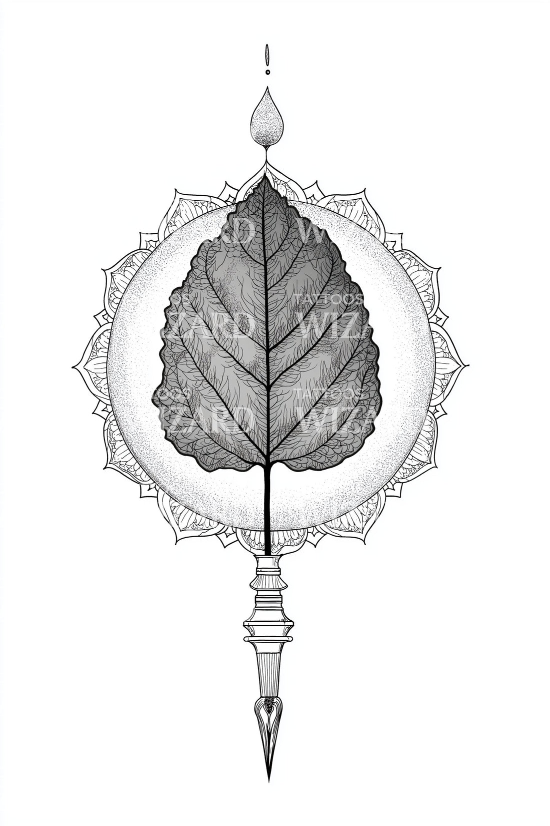 Leaf Dagger Ornament Tattoo Design – Tattoos Wizard Designs