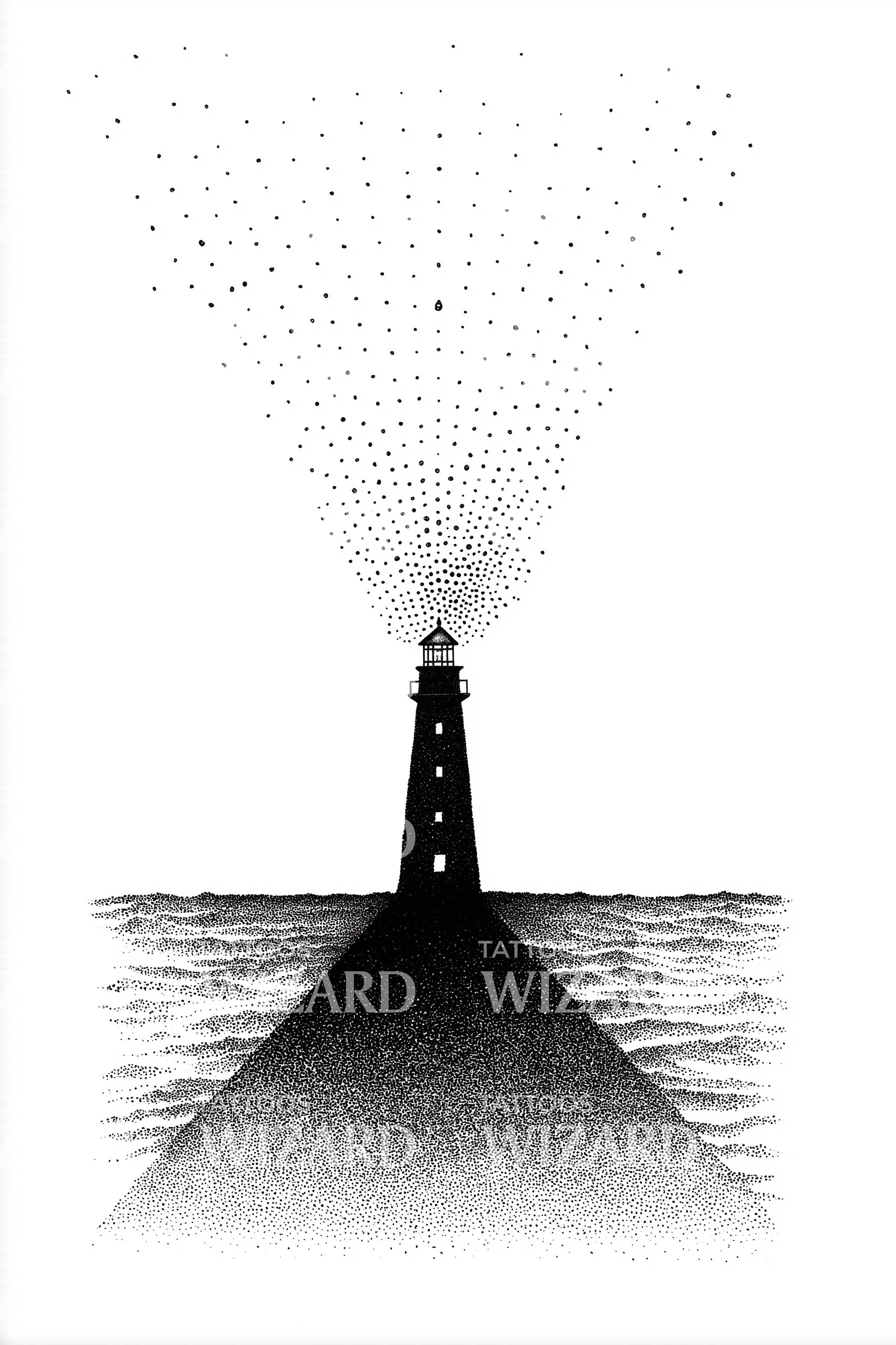 Lighthouse Night Beam Tattoo Design – Tattoos Wizard Designs