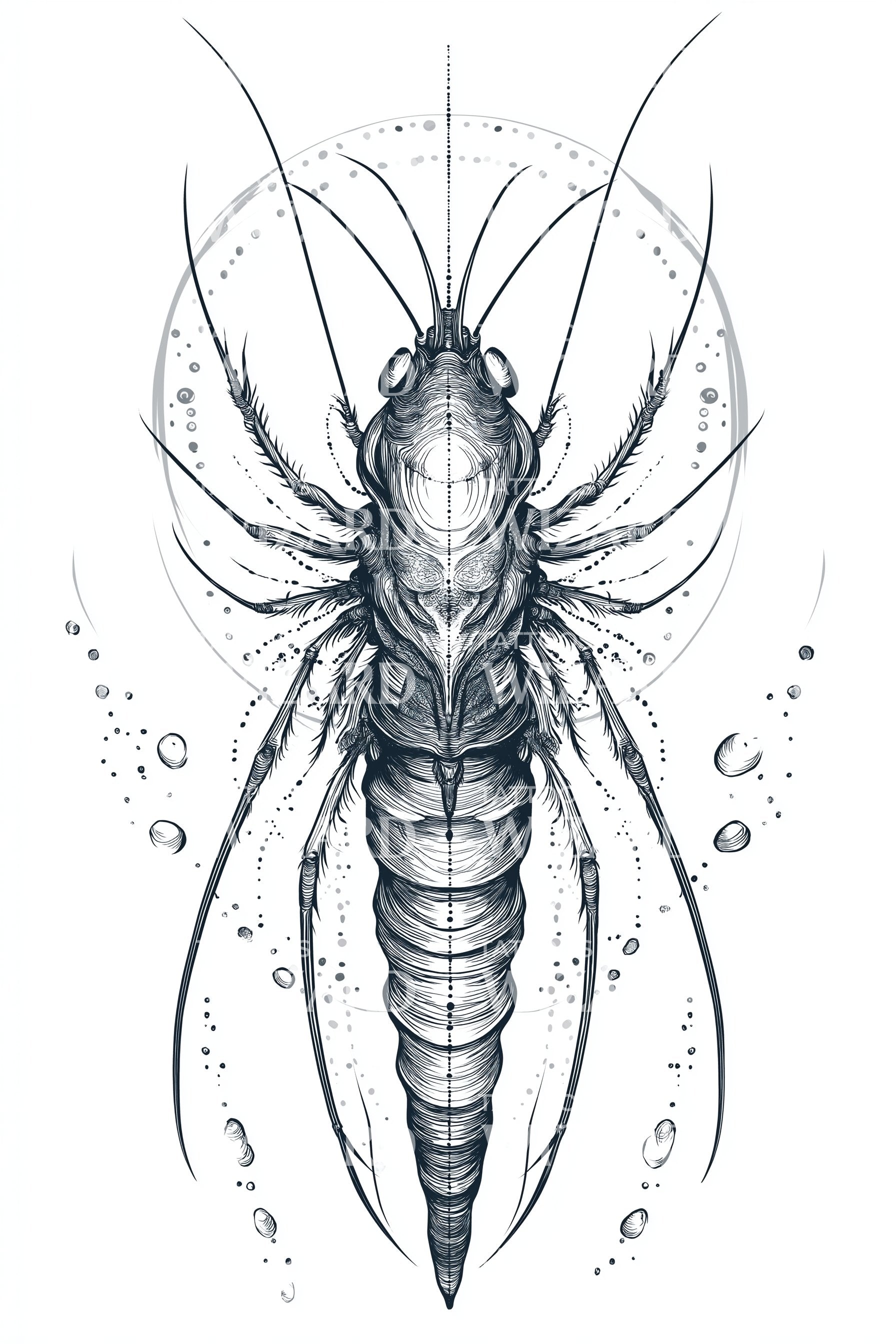 Linework Plankton Larva Tattoo Design – Tattoos Wizard Designs