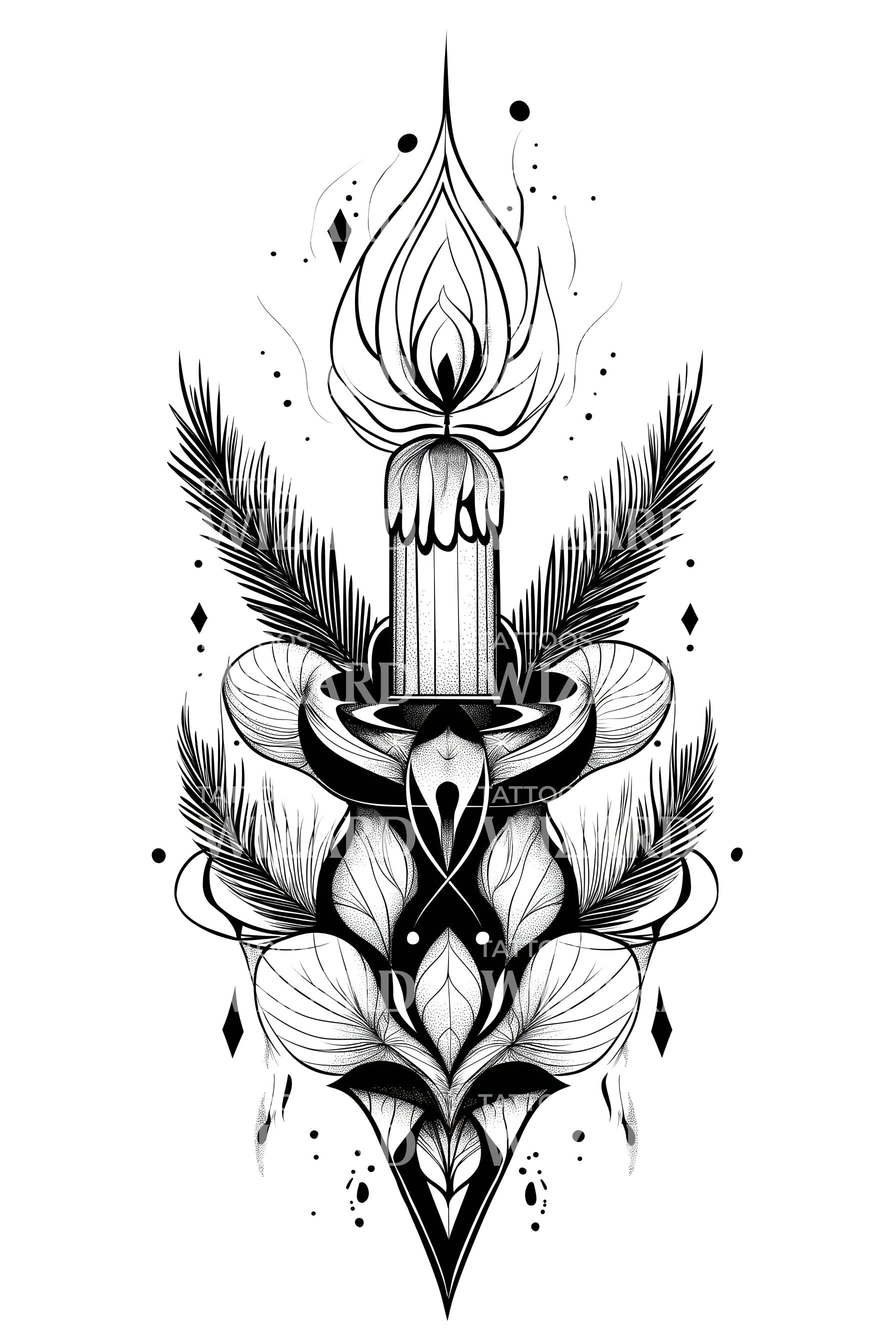 Lotus Candle Ornament Tattoo Design – Tattoos Wizard Designs