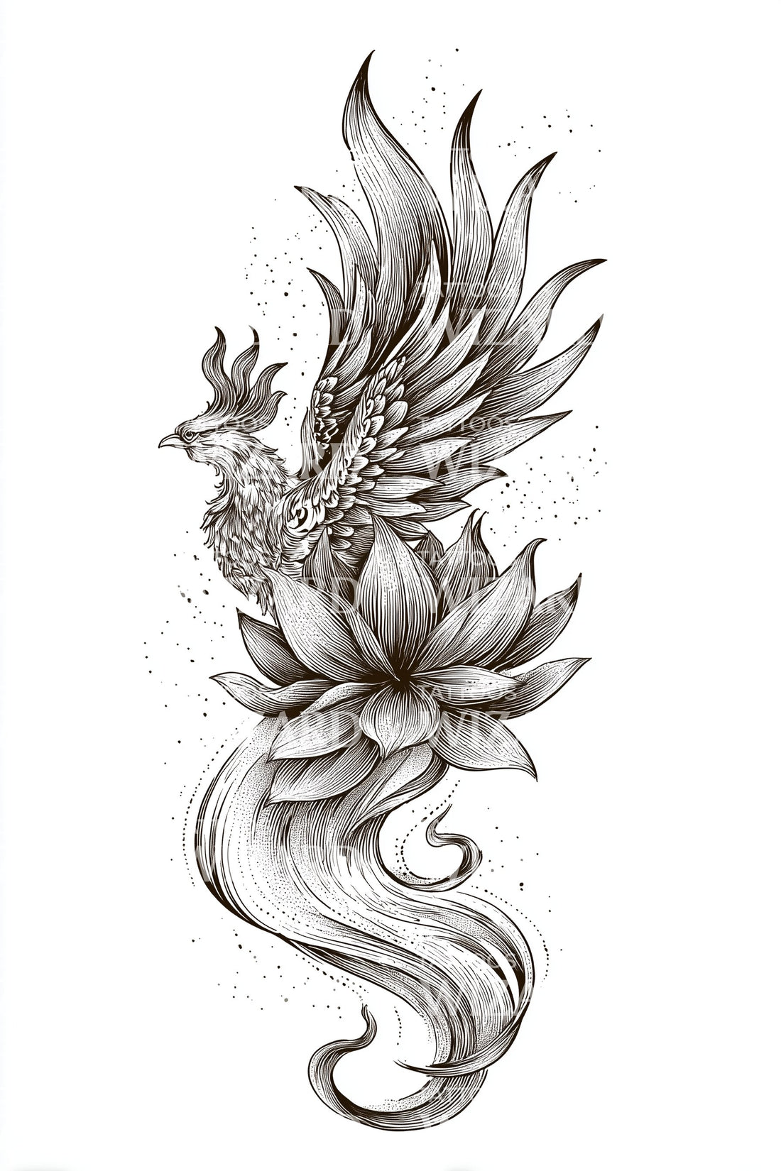Lotus Dragon Spirit Tattoo Illustration – Tattoos Wizard Designs
