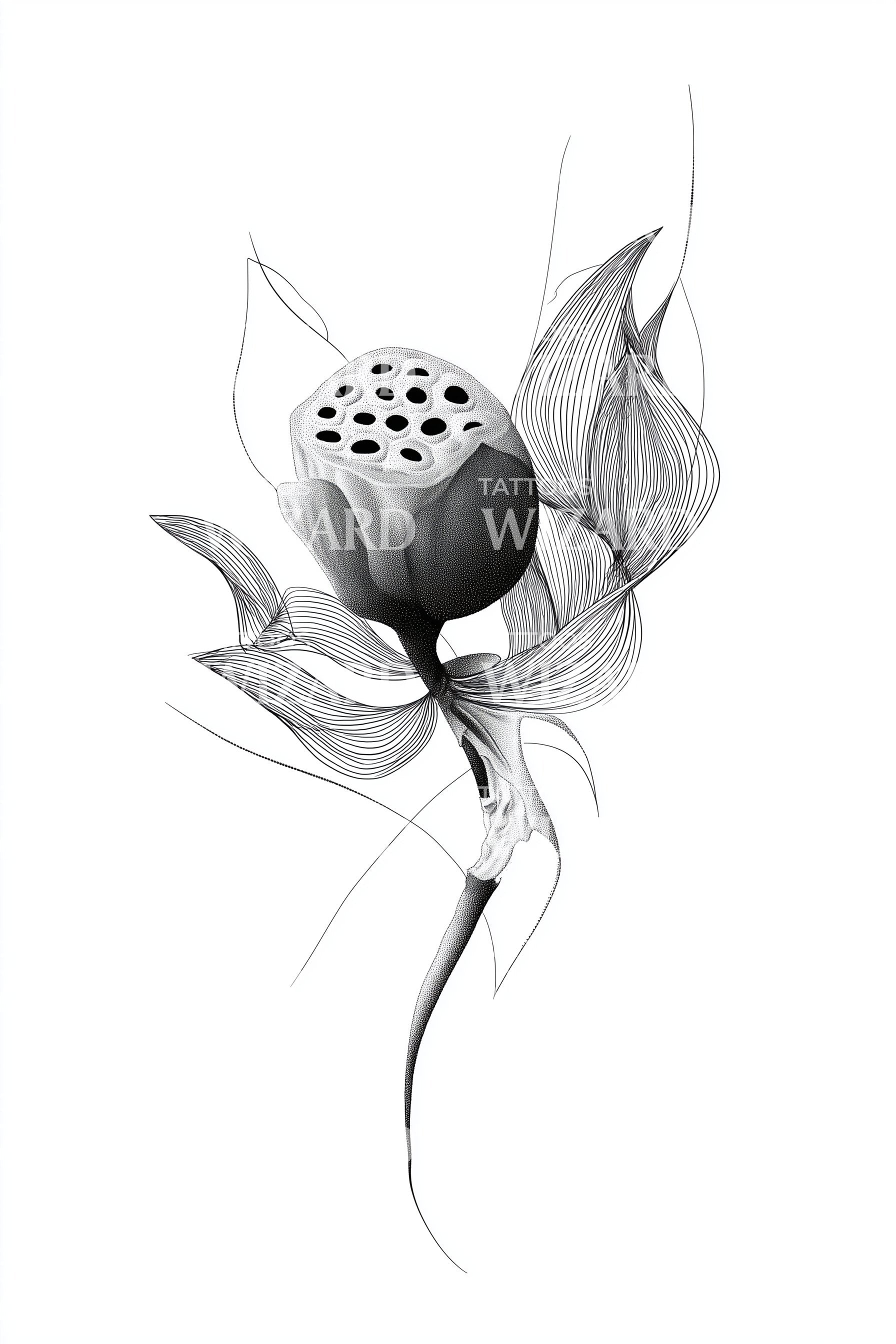 Lotus Seed Pod Tattoo Illustration – Tattoos Wizard Designs