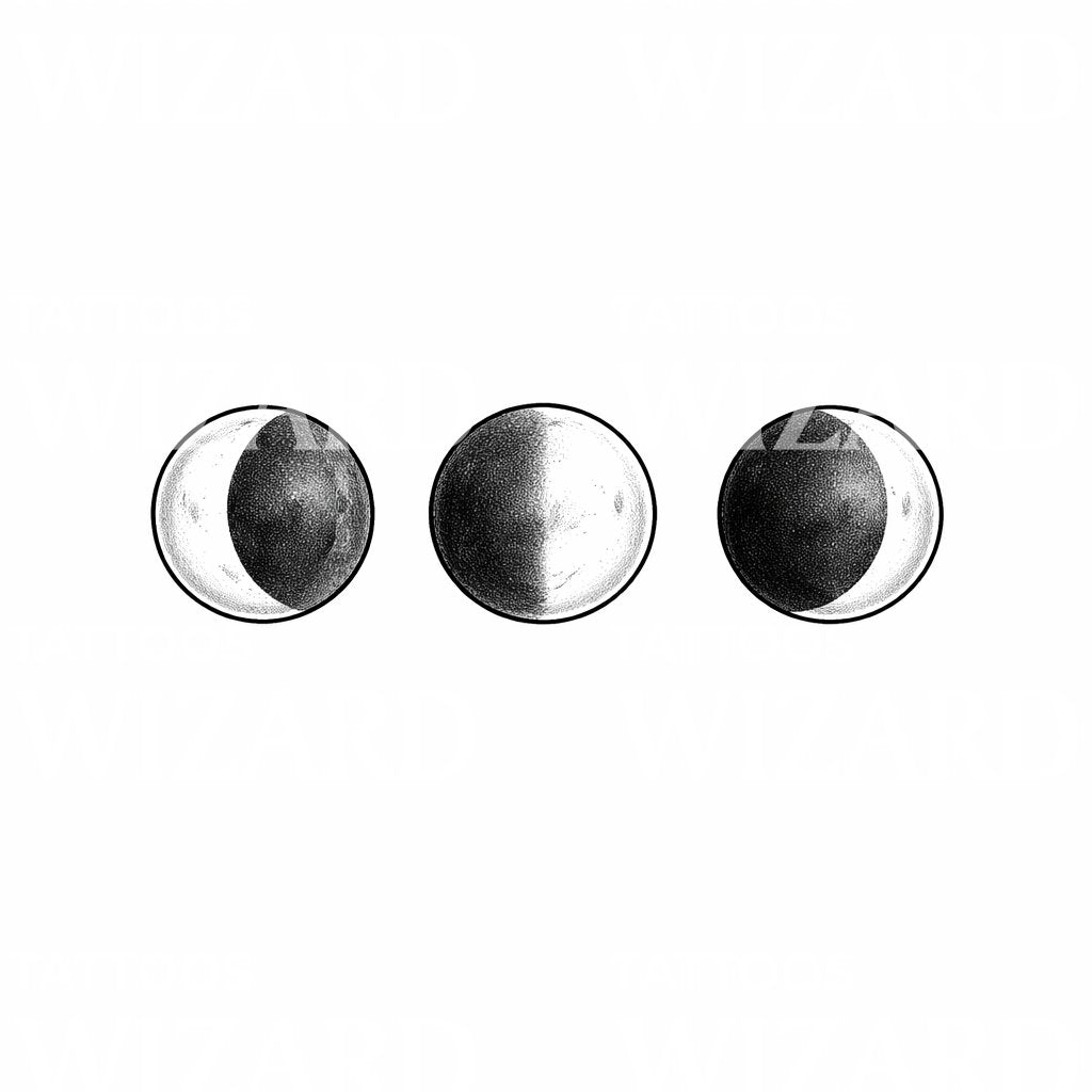 Lunar Phases Triptych Tattoo Design – Tattoos Wizard Designs