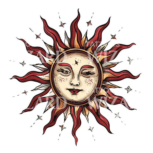 Medieval Sun Tattoo Design – Tattoos Wizard Designs