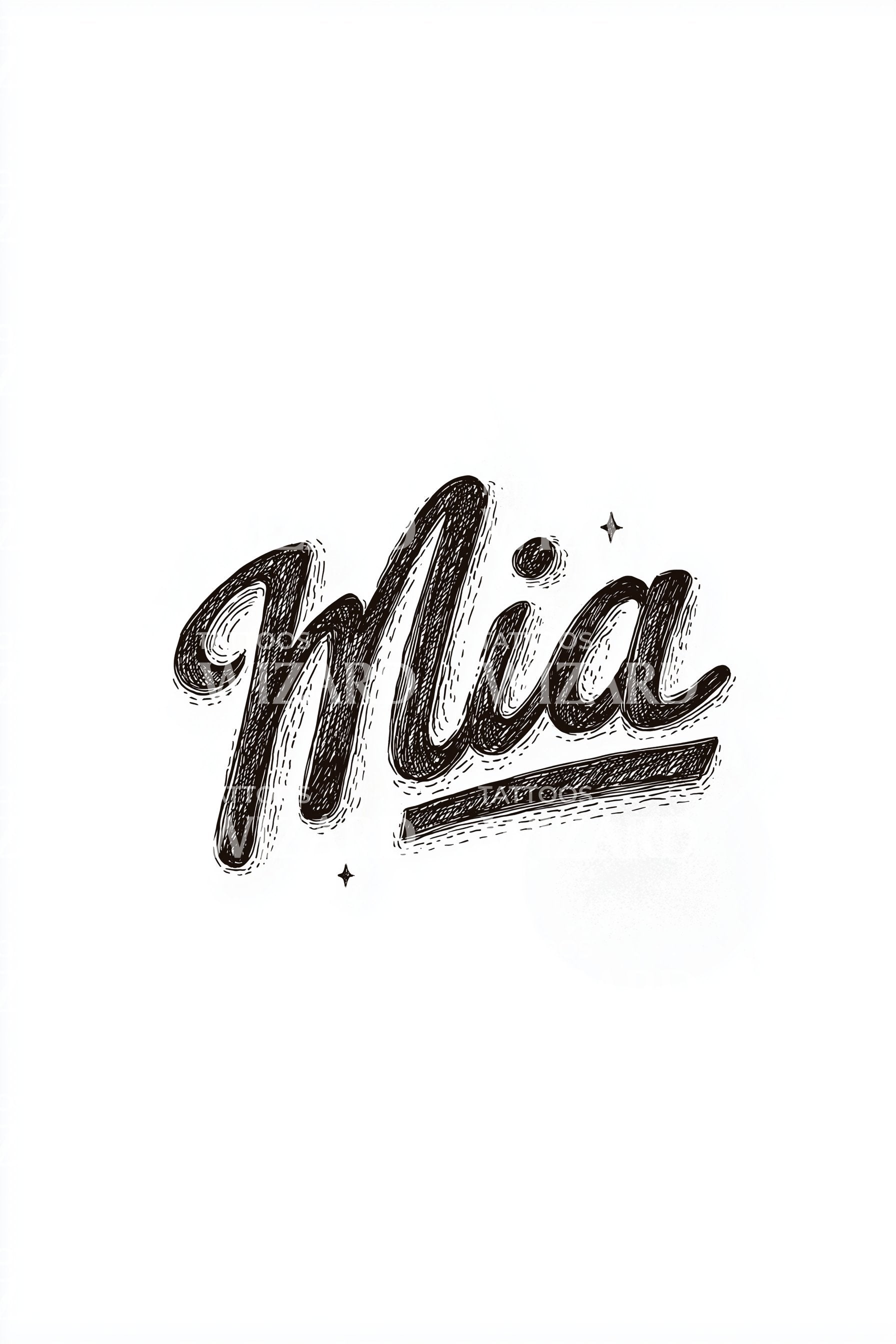 Mia Soft Script Tattoo Design – Tattoos Wizard Designs