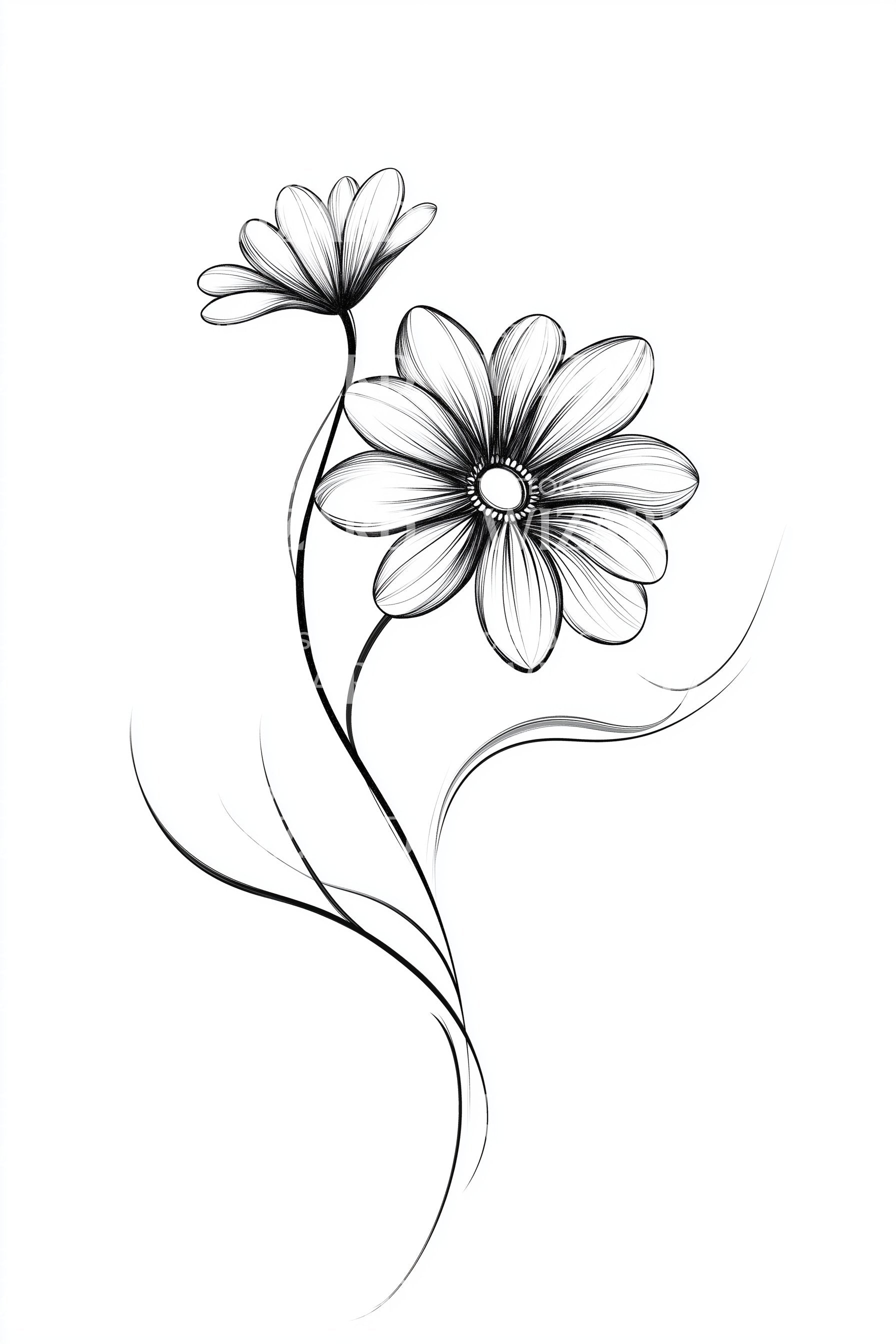Minimal Daisy Linework Tattoo Idea – Tattoos Wizard Designs