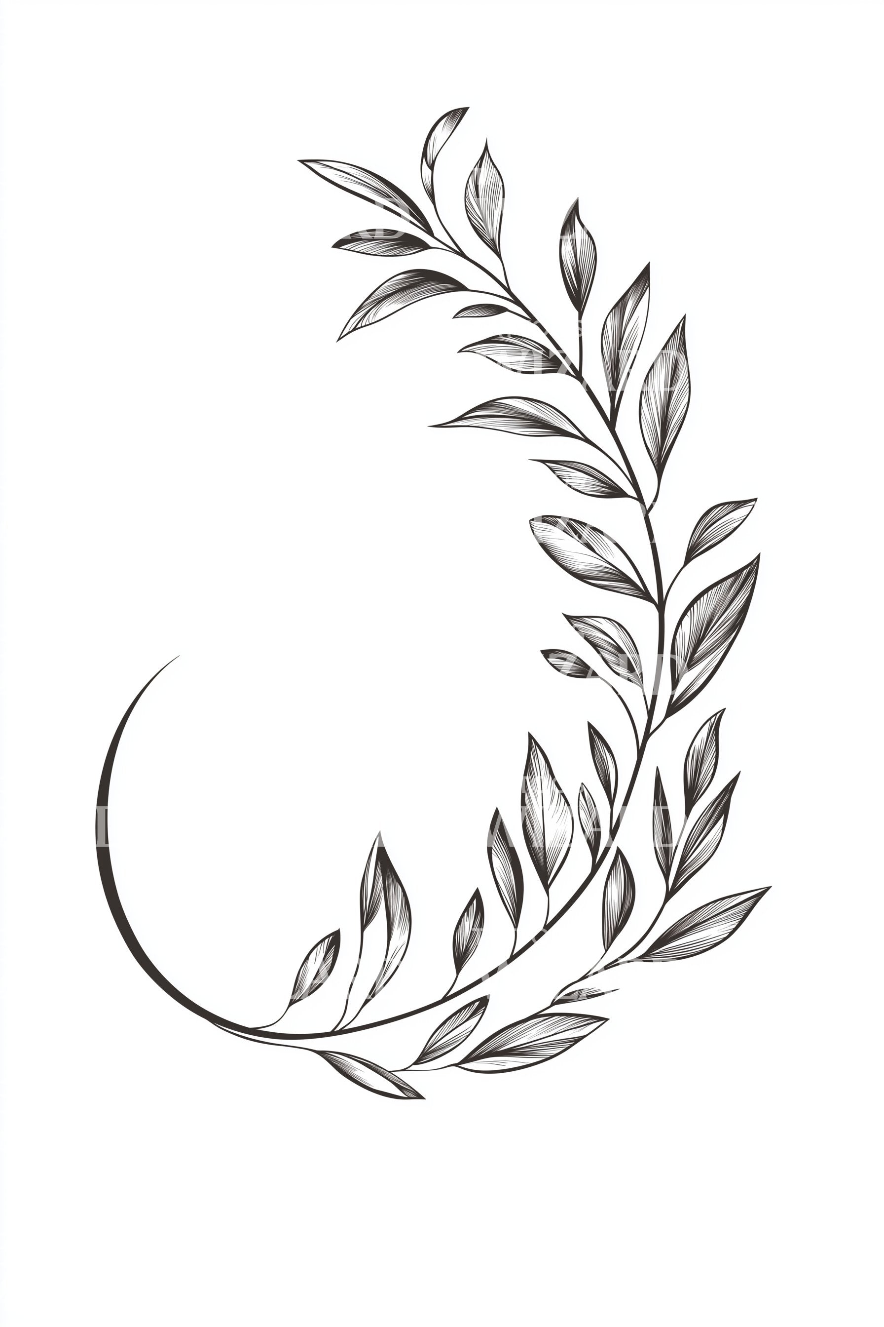 Minimal Leaf Swoosh Tattoo Idea – Tattoos Wizard Designs