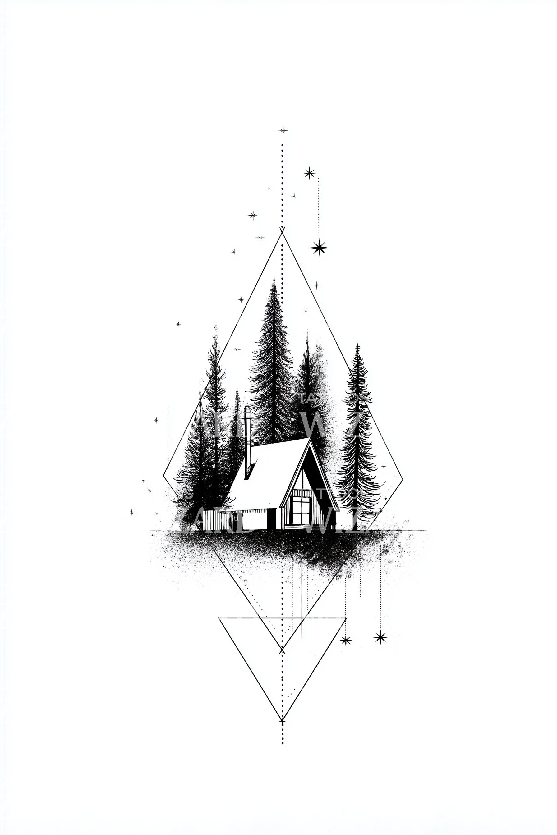 Minimal Triangle Cabin Tattoo Design – Tattoos Wizard Designs