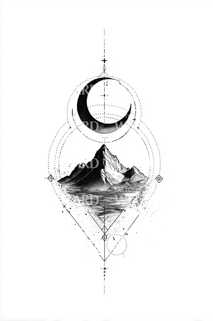 Mirror Lake Moon Tattoo Design – Tattoos Wizard Designs