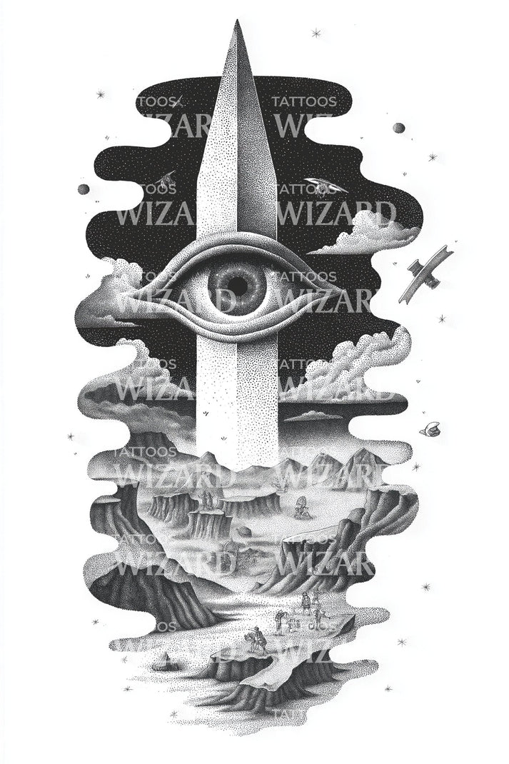 Monolith Eye Totem Tattoo Design – Tattoos Wizard Designs