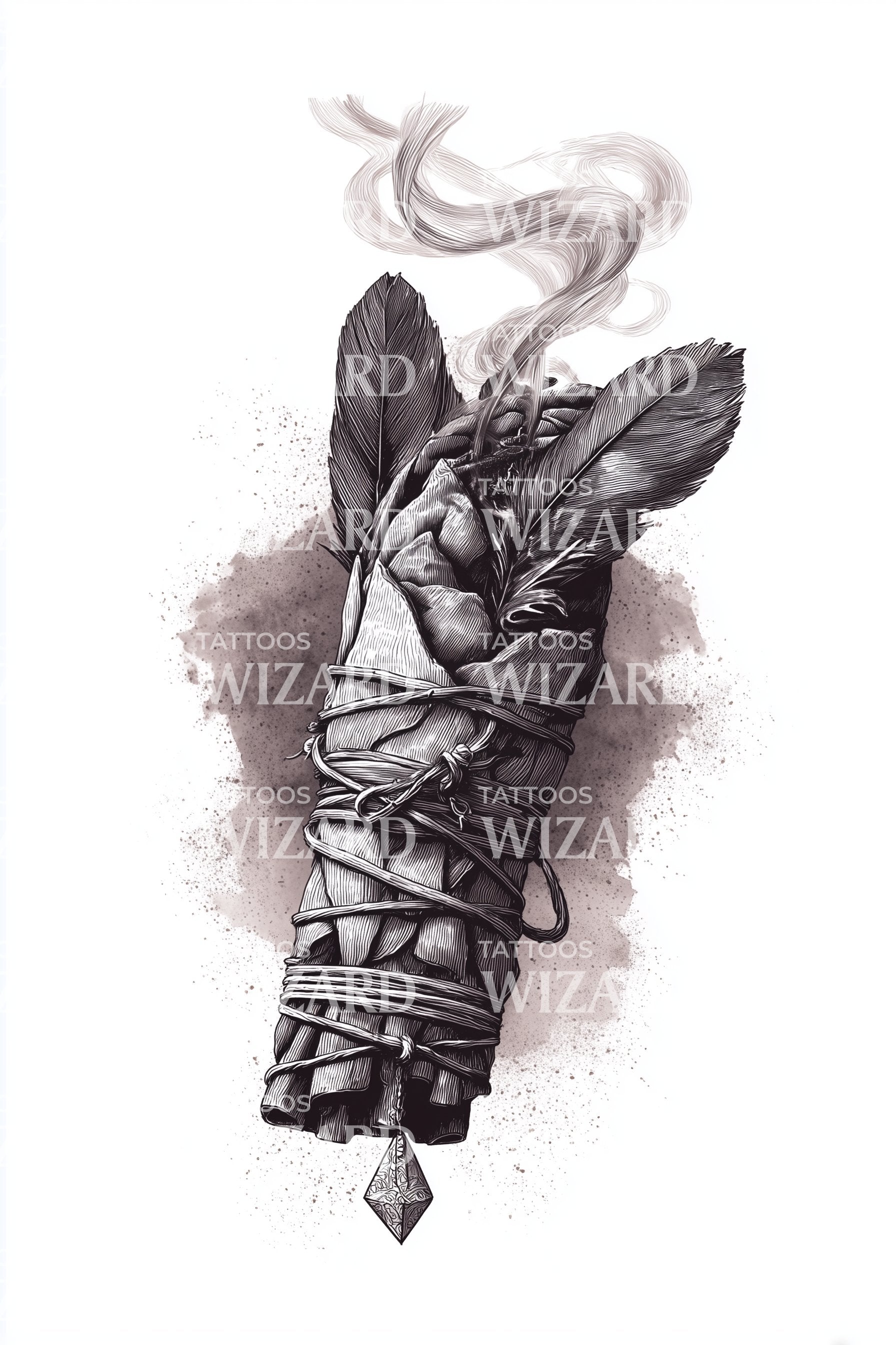 Mystic Sage Smoke Tattoo Illustration – Tattoos Wizard Designs