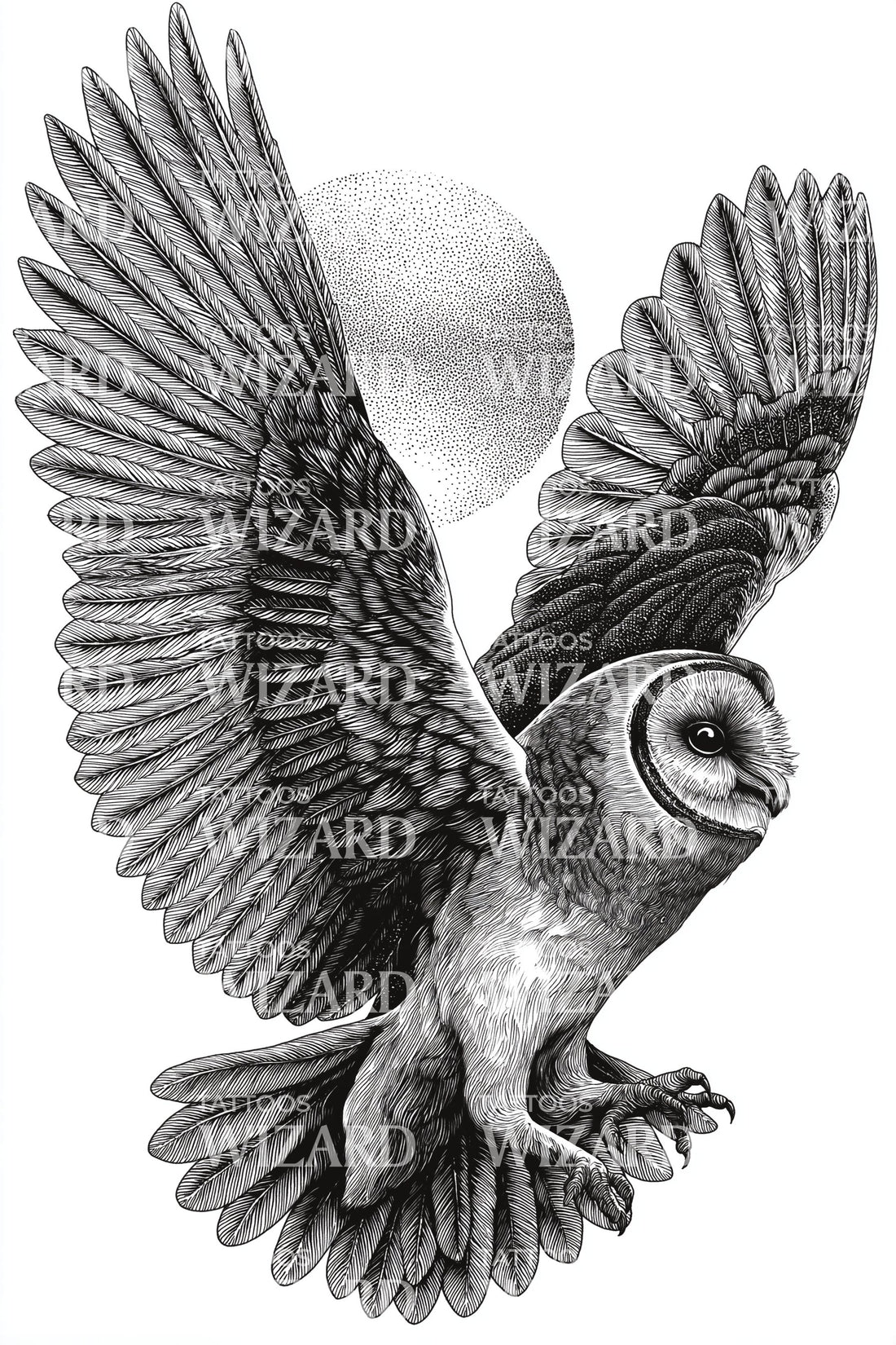 Night Owl Wing Tattoo Design – Tattoos Wizard Designs