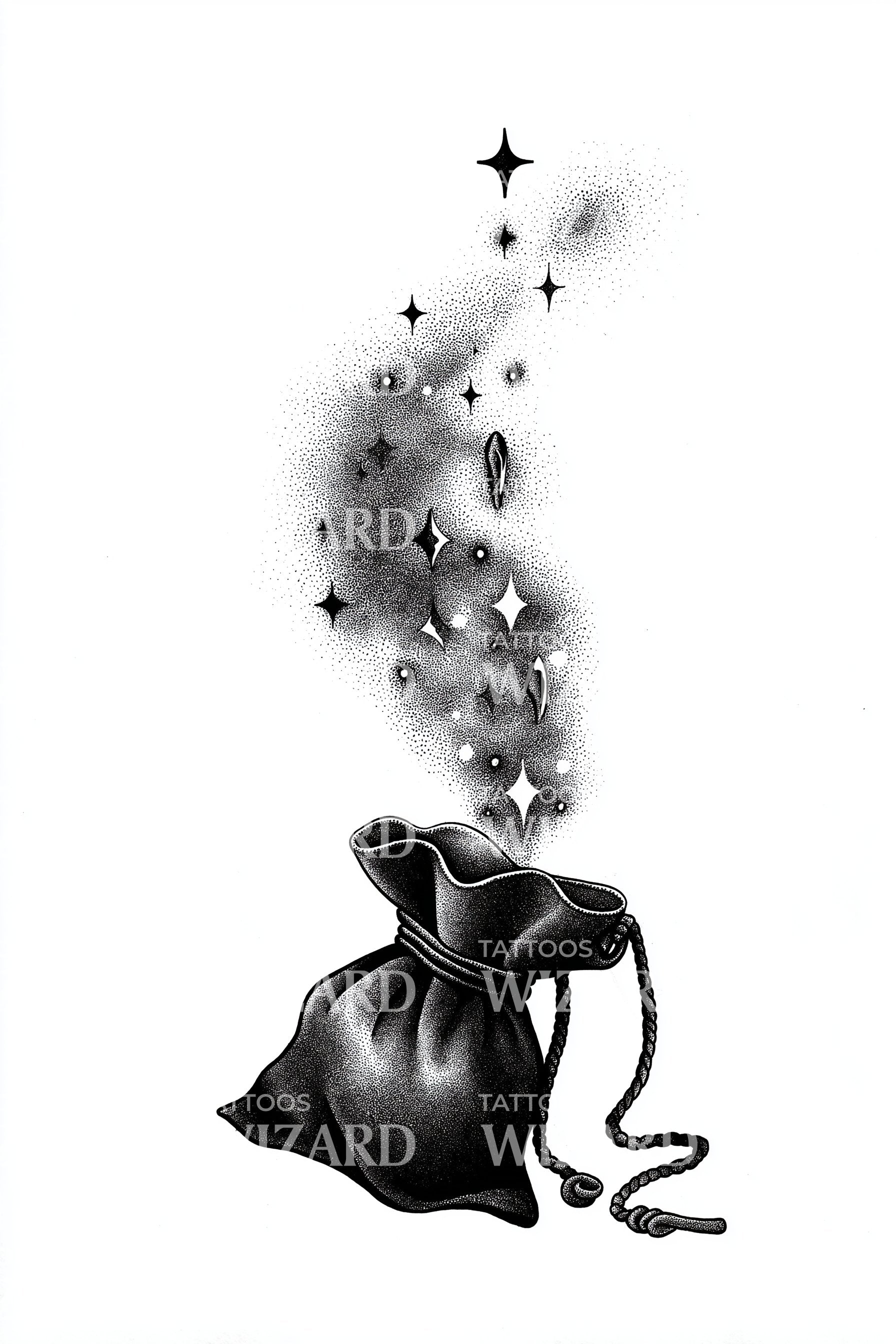 Night Potion Satchel Tattoo Design – Tattoos Wizard Designs