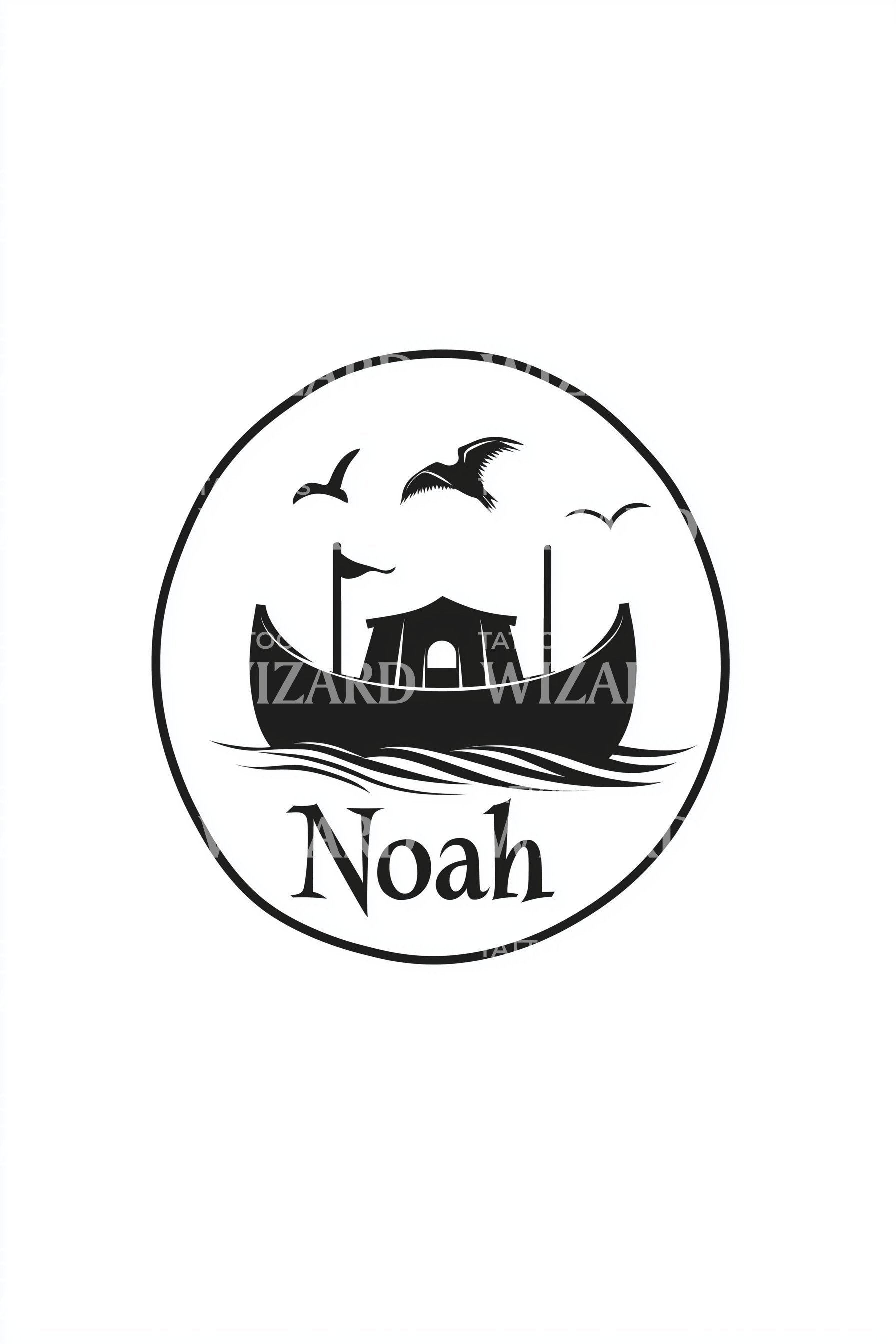 Noah Circular Badge Tattoo Design – Tattoos Wizard Designs